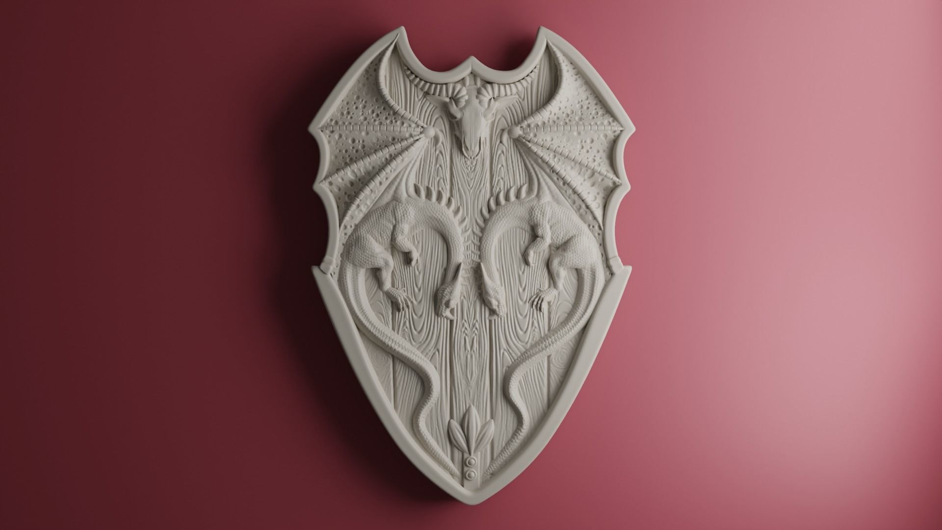 Dragon Shield Bas Relief 3D model 3D printable | CGTrader