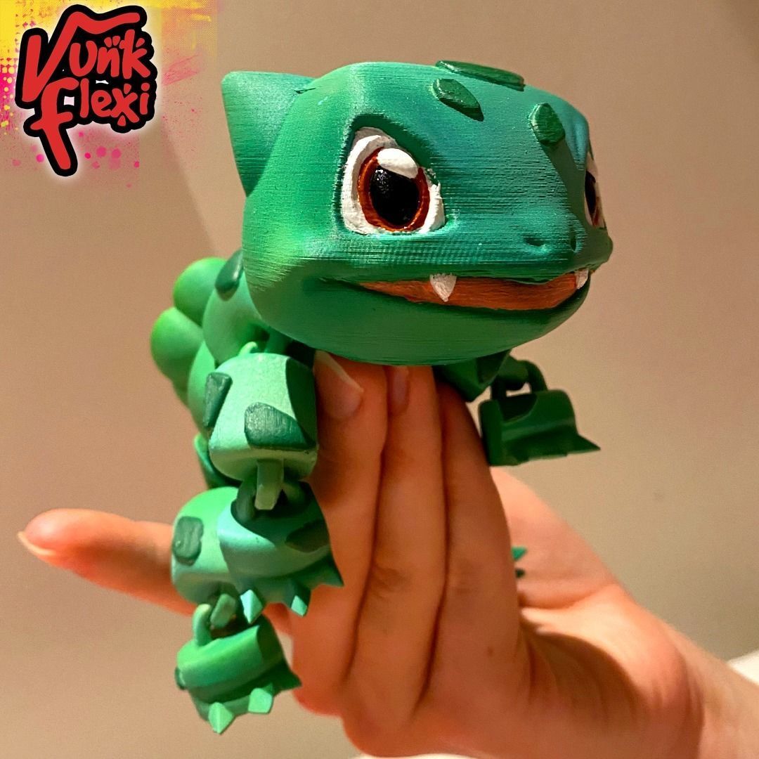 Pokemon Bulbasaur Flexi Print In Place plus figure and keychain free 3D ...
