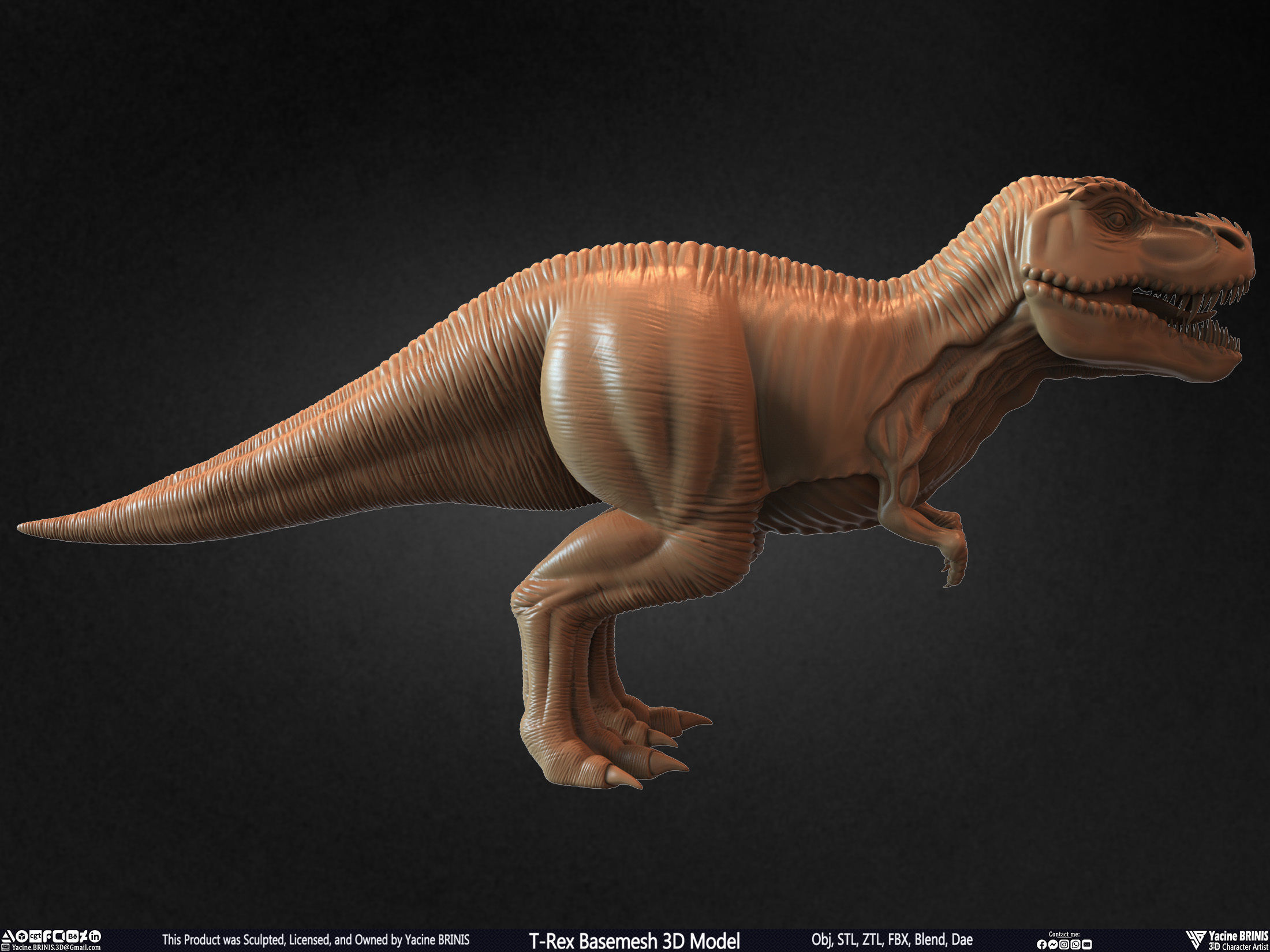 T-Rex Basemesh 3D Model 3D model 3D printable | CGTrader