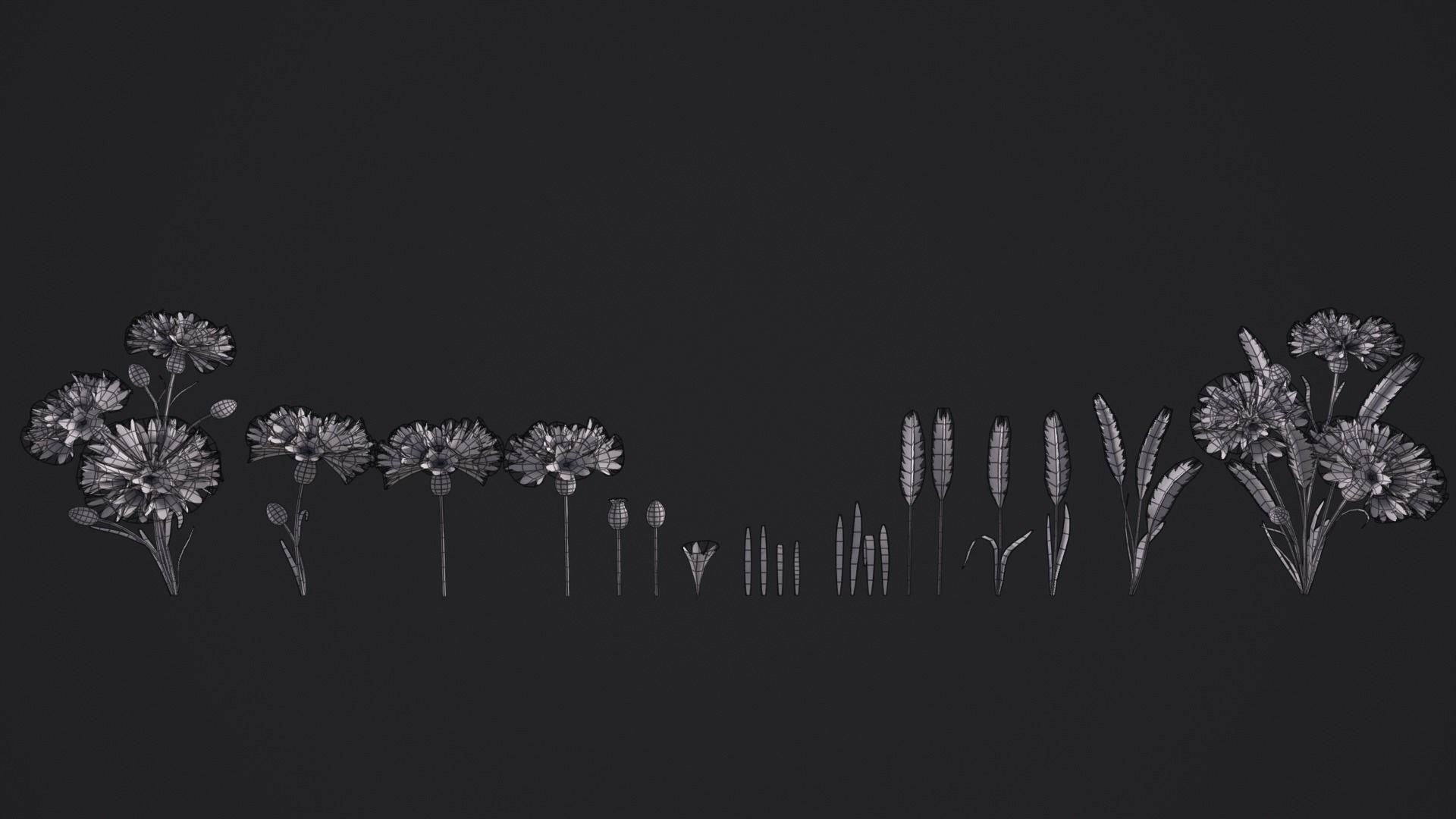 3D model Stylized Cornflower and Wheat VR / AR / low-poly | CGTrader