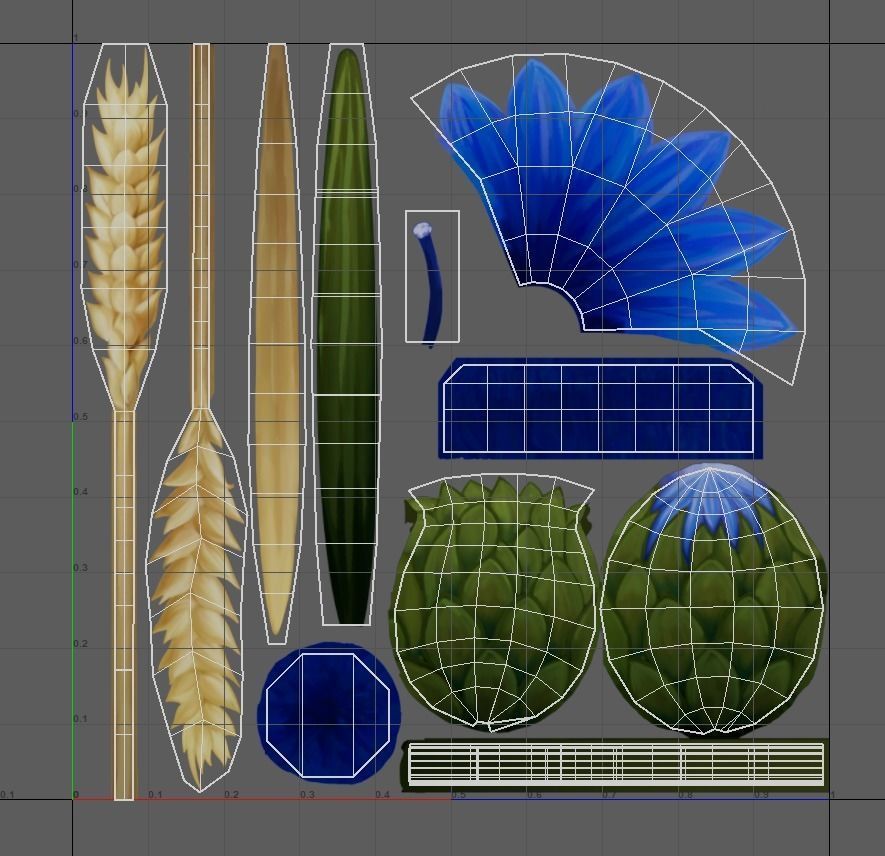 3D model Stylized Cornflower and Wheat VR / AR / low-poly | CGTrader