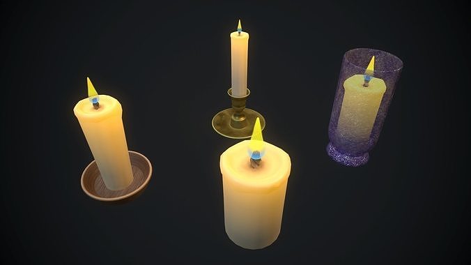 3D model candle set 1 PBR VR / AR / low-poly | CGTrader