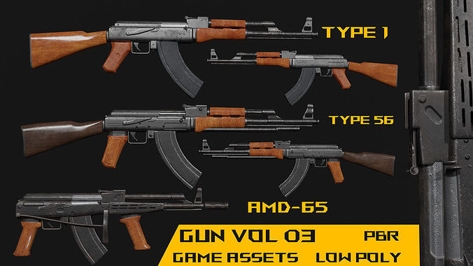 3D model Gun -vol 03 2 gun 3D mode Game assets VR / AR / low-poly ...