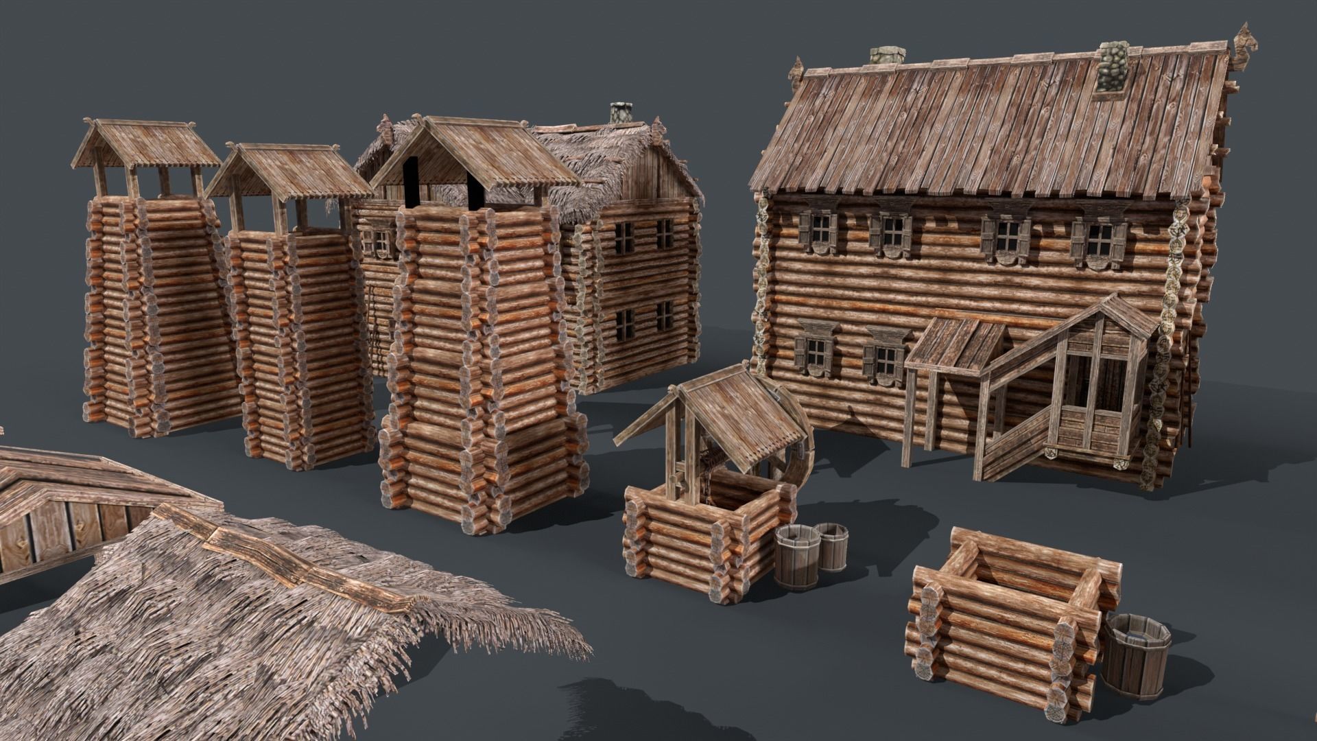 3D model Wooden Village VR / AR / low-poly | CGTrader