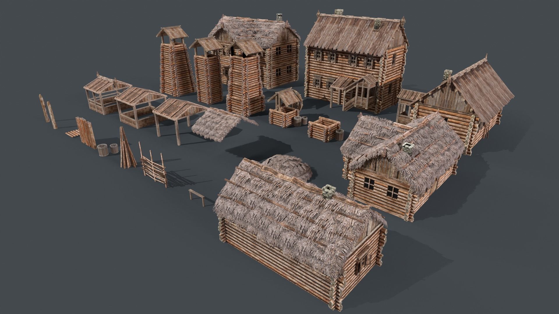 3D model Wooden Village VR / AR / low-poly | CGTrader