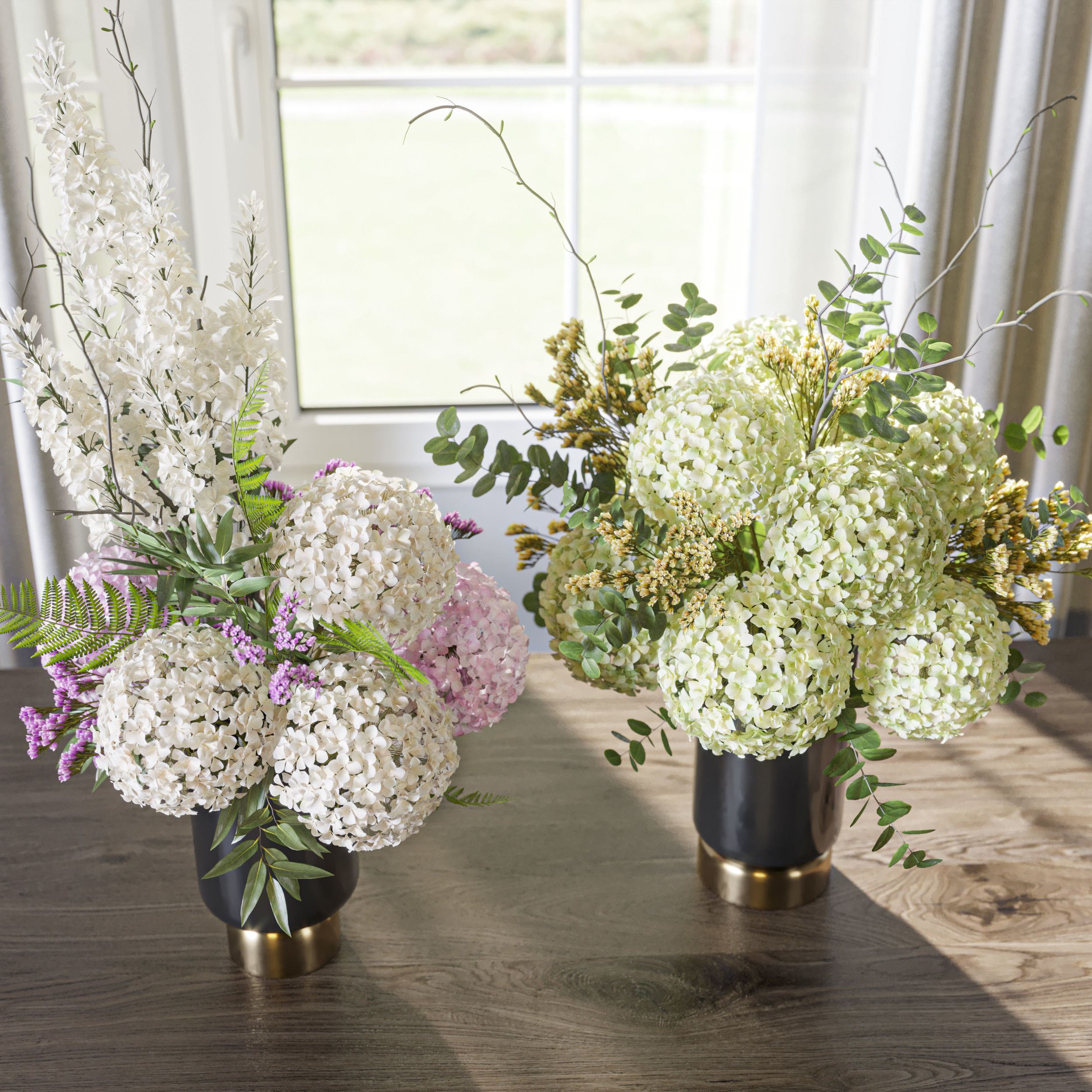 Flower Set 059 Hydrangea Delphinium eucalyptus 3D model | CGTrader