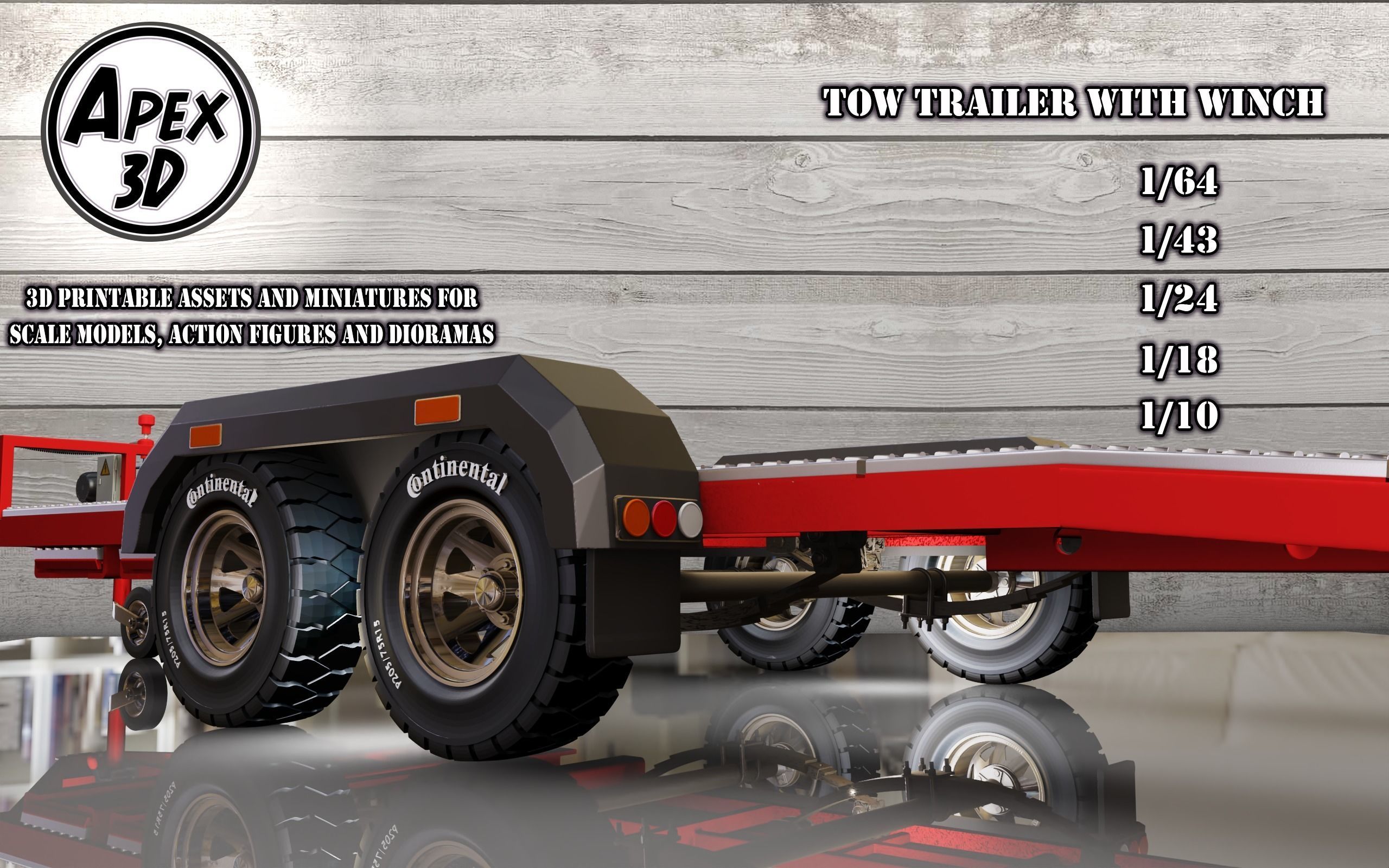 Car Tow Trailer 3d printable in various scales 3D model 3D printable ...