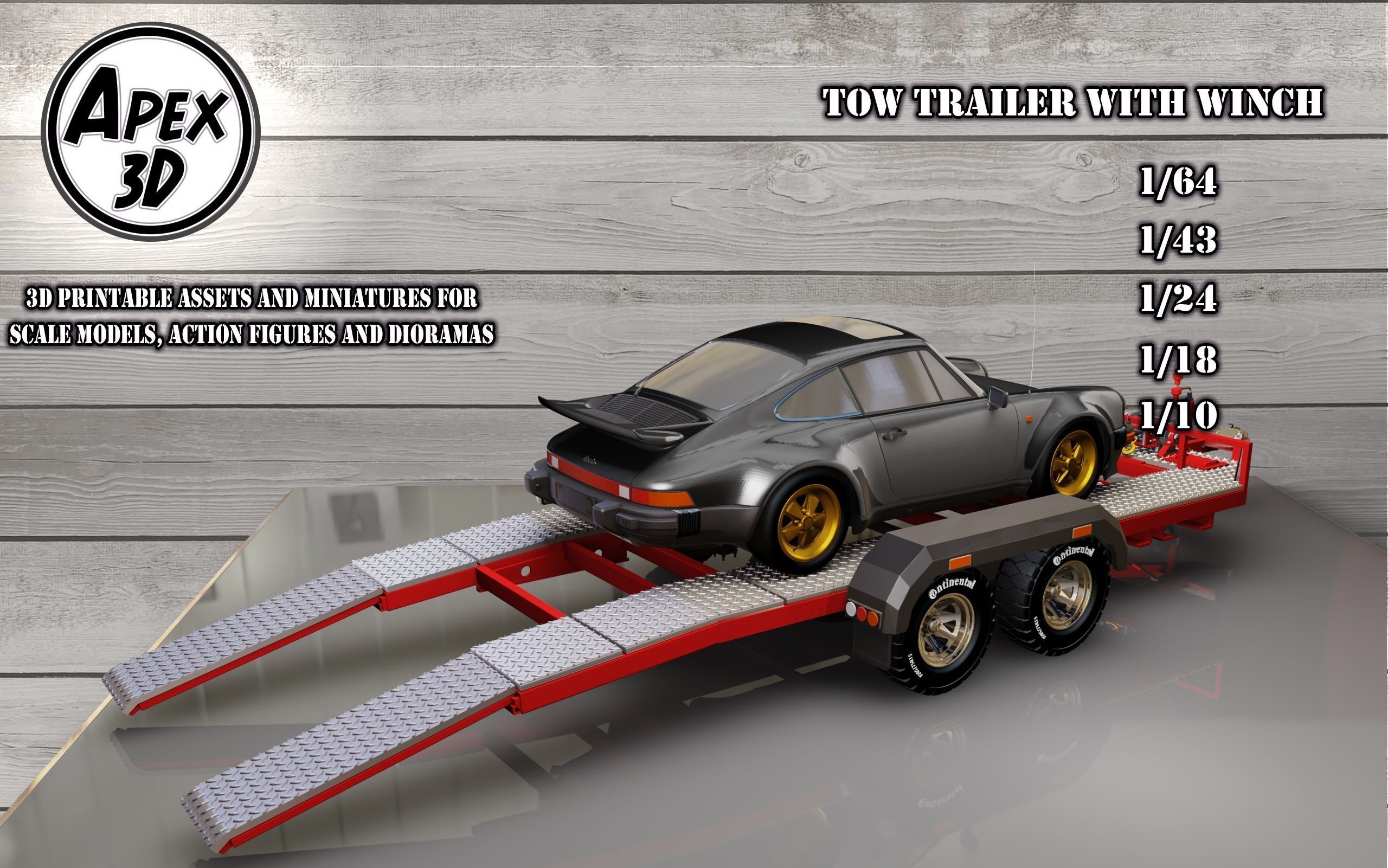 Car Tow Trailer 3d printable in various scales 3D model 3D printable ...