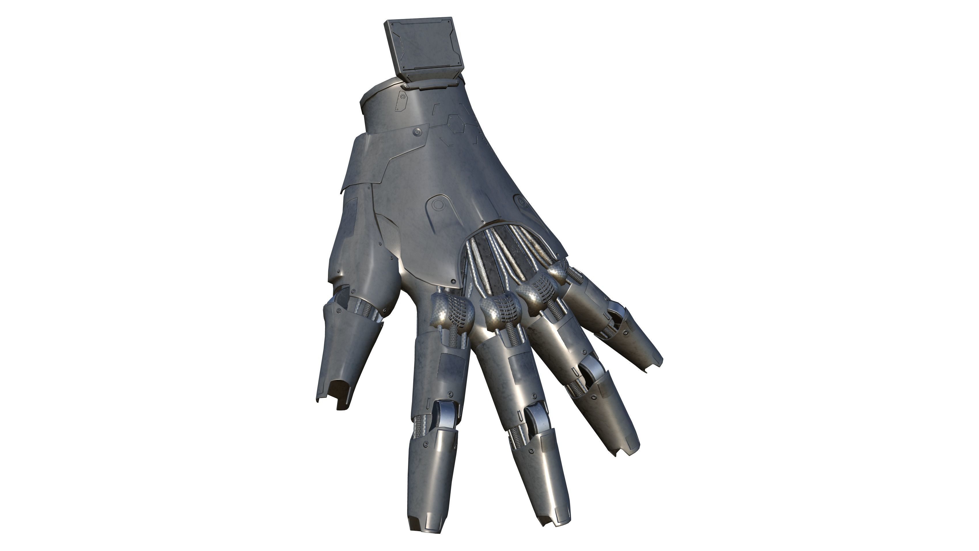 3D model Metal Futuristic Haute Couture Robotic Gloves VR / AR / low ...