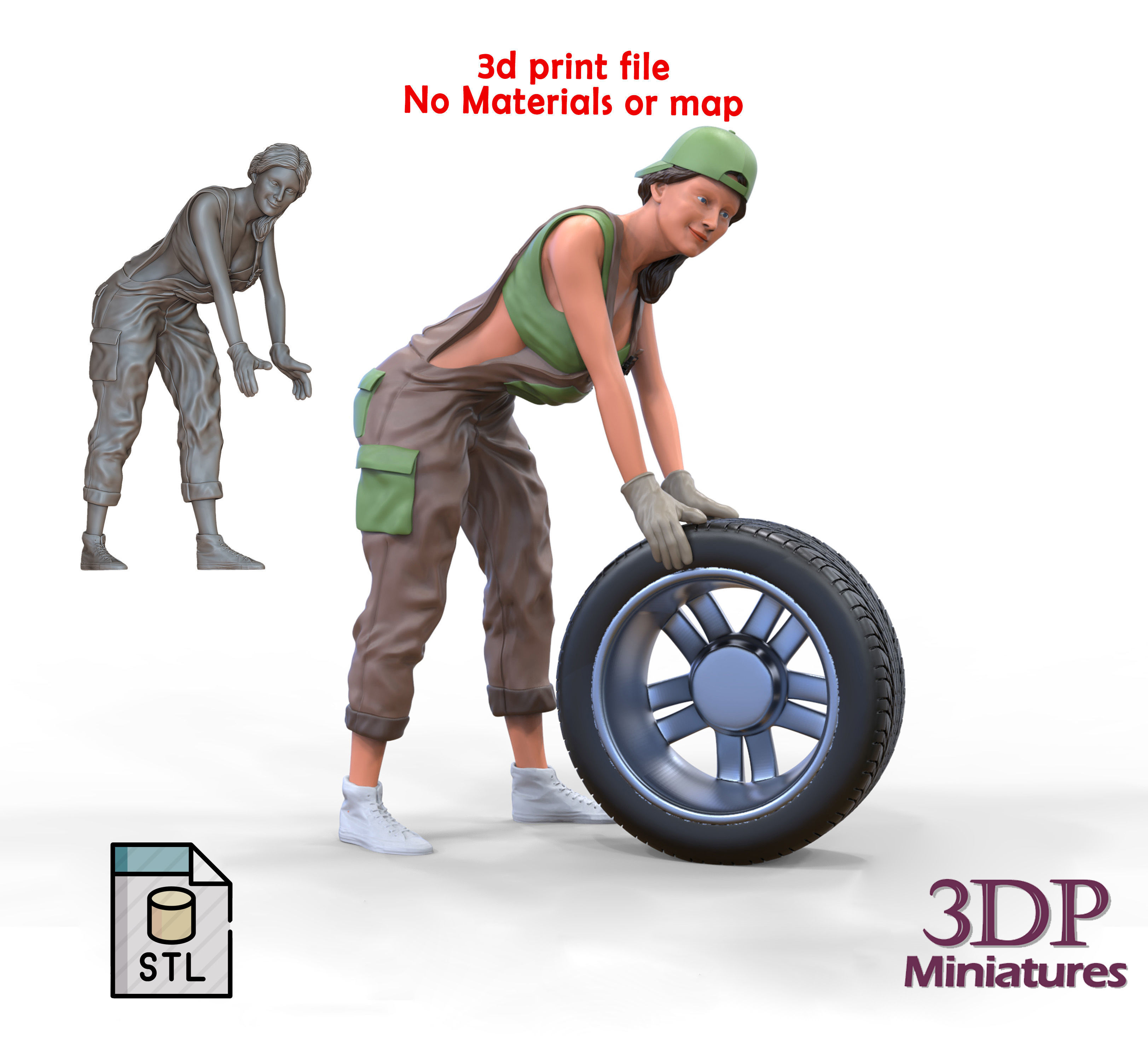 N1 woman mechanic 3D model 3D printable | CGTrader
