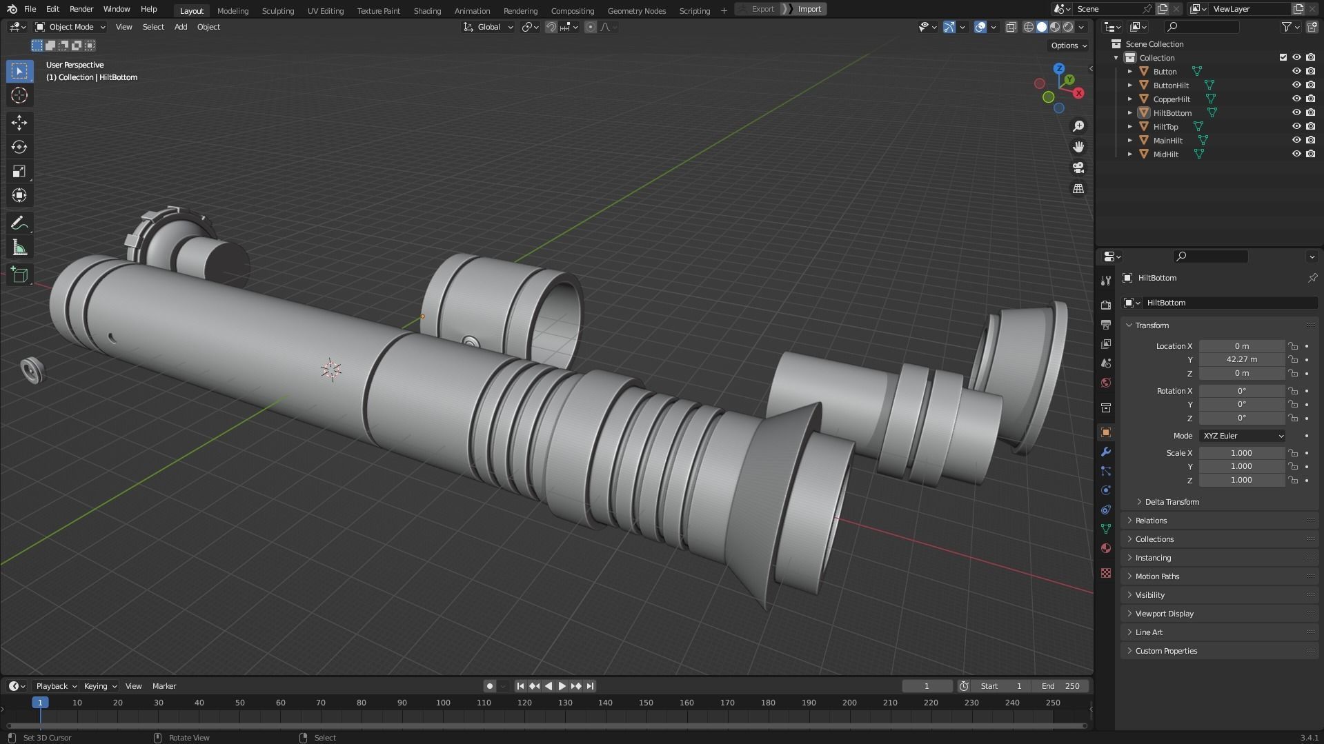 Star Wars Darth Revan Red Lightsaber for Cosplay 3D model 3D printable ...