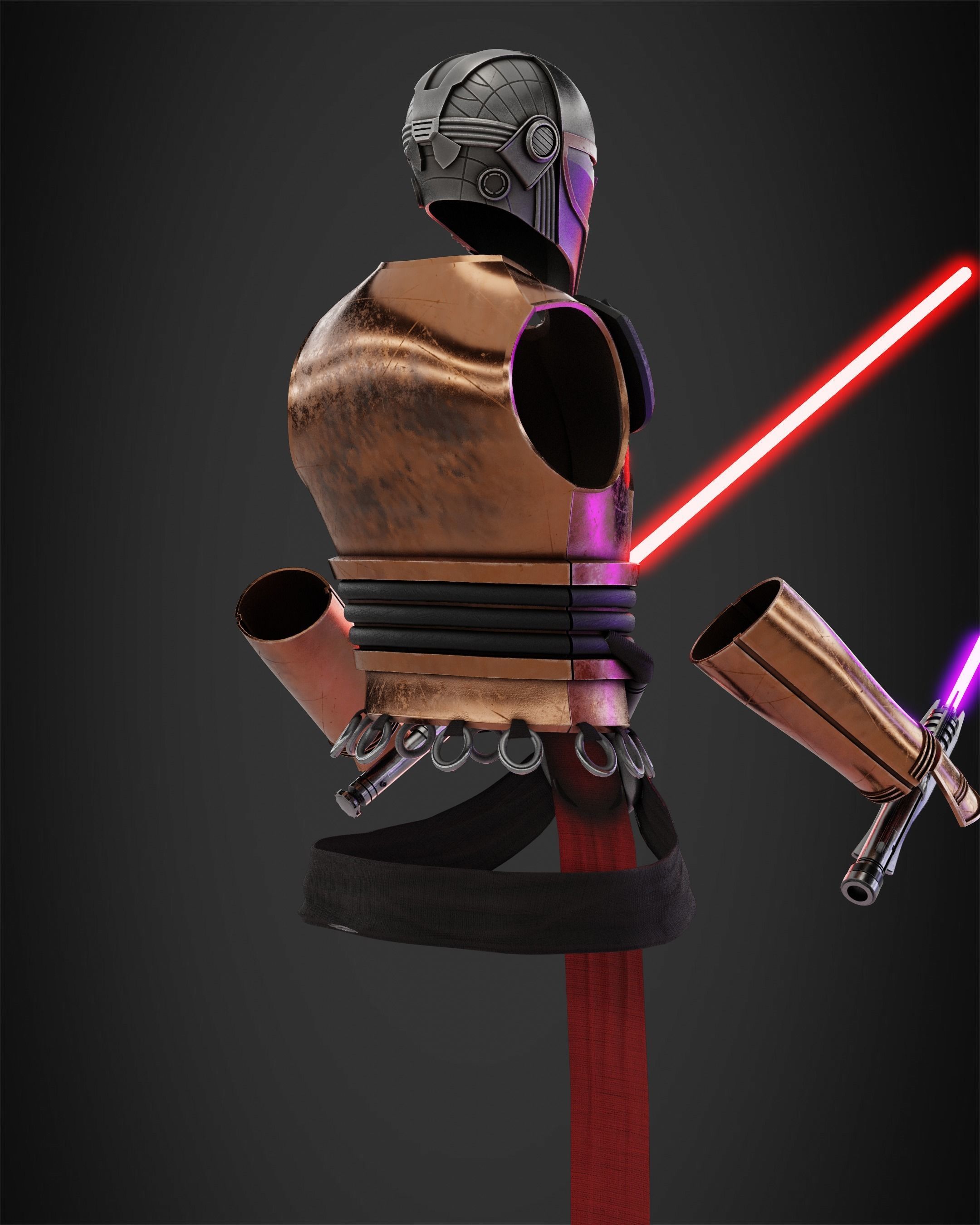 Star Wars Darth Revan Full Armor and Lightsabers for Cosplay 3D Model ...