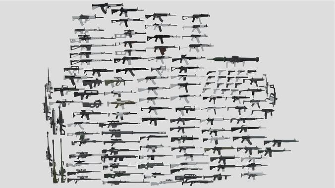 Low Poly 129 Guns Pack 3D model | CGTrader