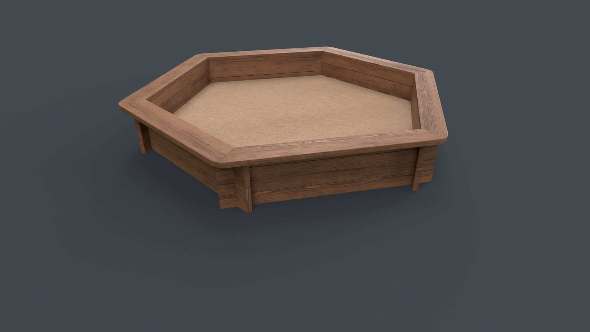 3D model PBR Outdoor Wooden Sandbox Hexagon C VR / AR / low-poly | CGTrader