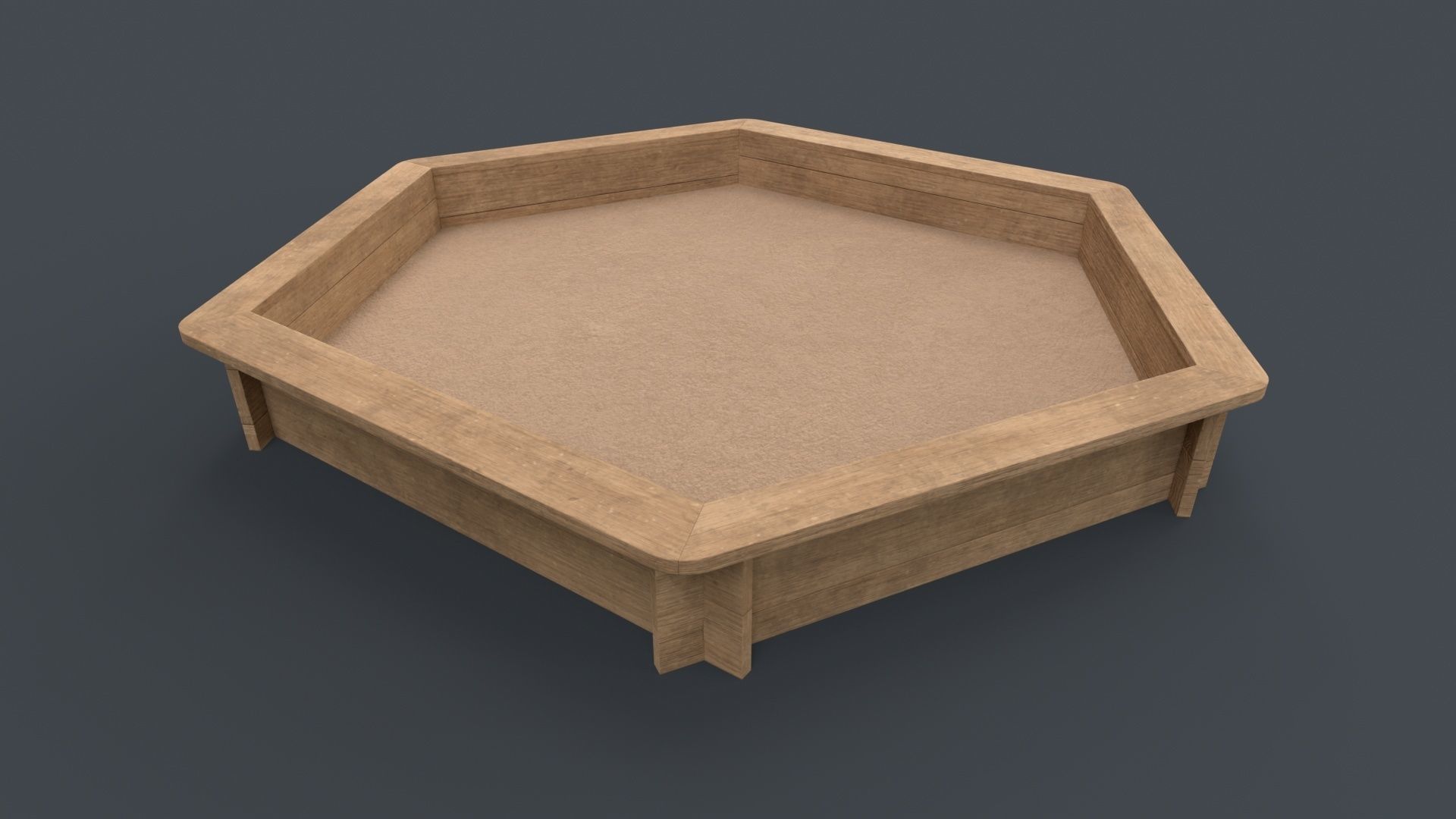 3D model PBR Outdoor Wooden Sandbox Hexagon C VR / AR / low-poly | CGTrader