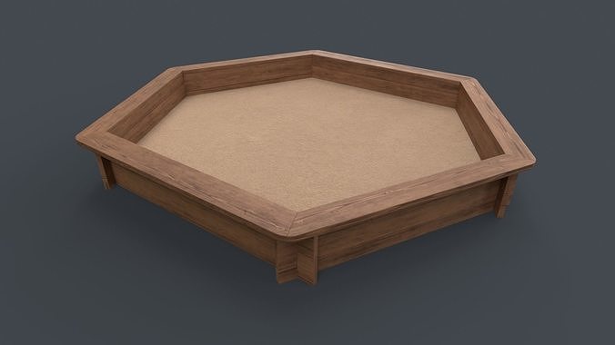3D model PBR Outdoor Wooden Sandbox Hexagon C VR / AR / low-poly | CGTrader