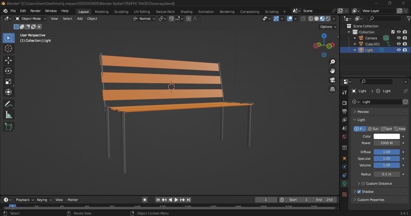 Bench Blender free VR / AR / low-poly 3D model | CGTrader