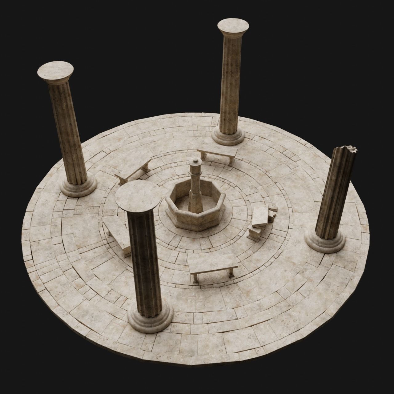 3D model ANCIENT RUIN GREEK ROMAN TEMPLE MONUMENT STATUE COLUMN PACK VR ...