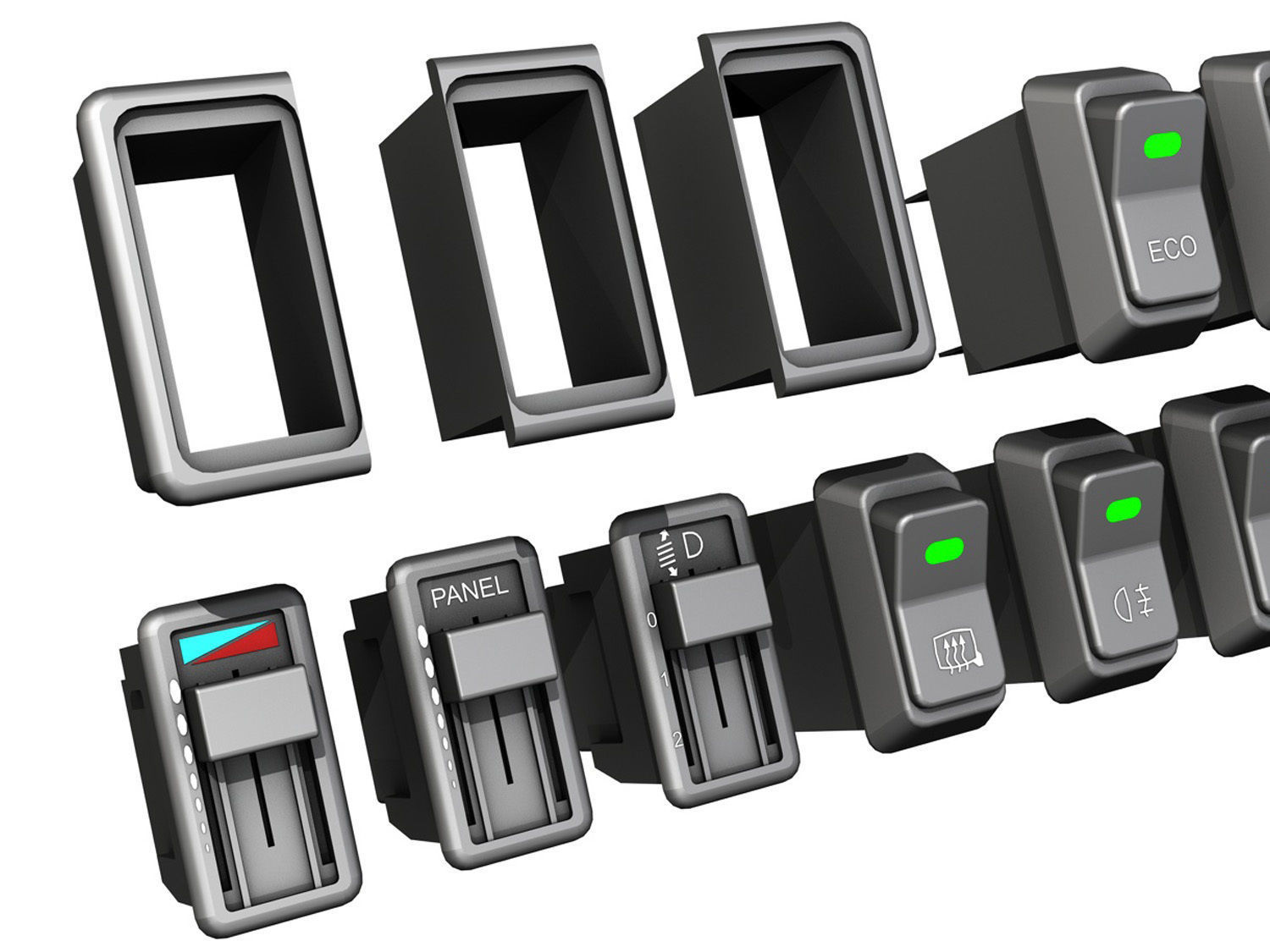Rocker switches with gang 3D model | CGTrader