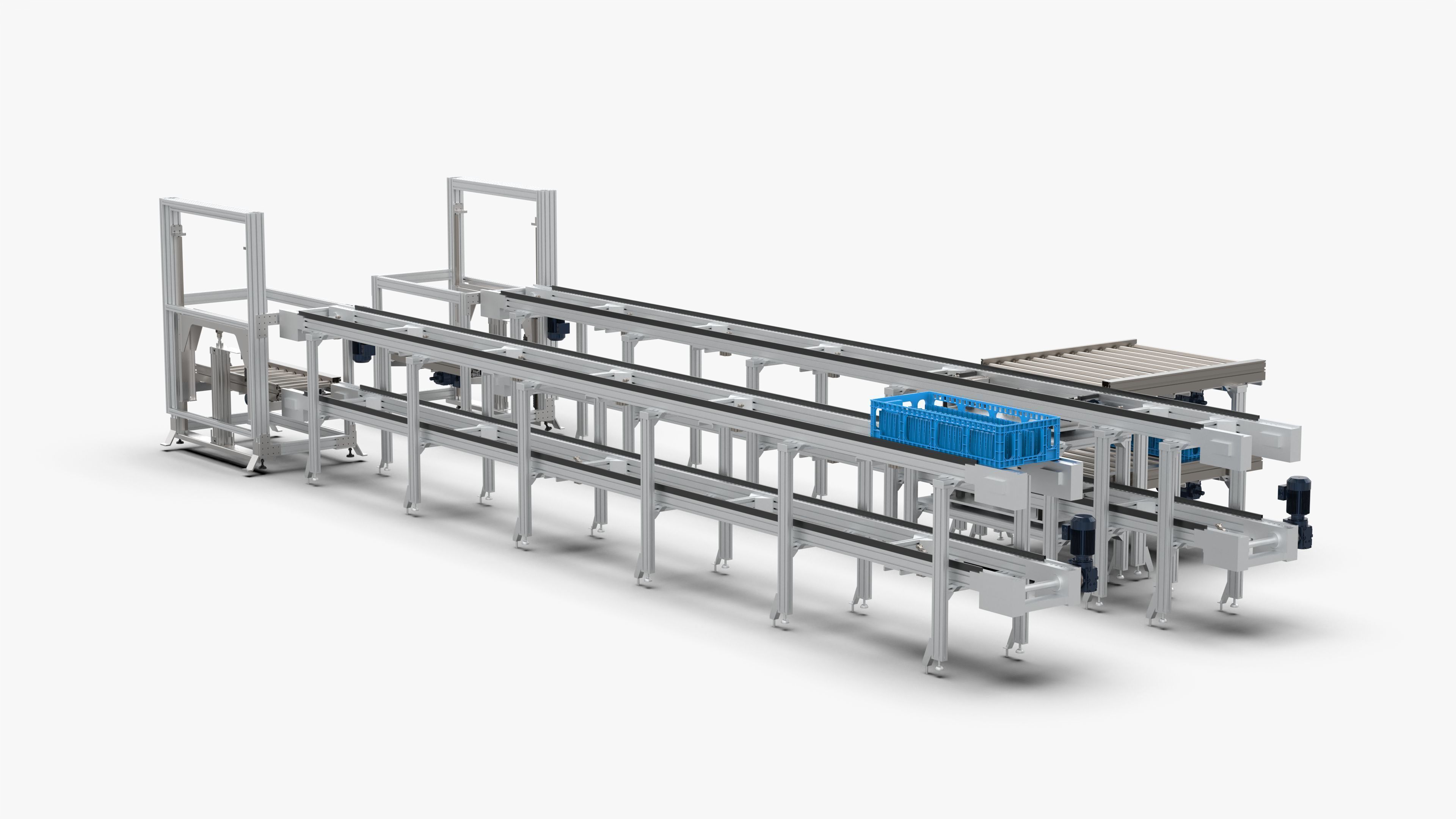 Double Layer Return and Double Speed Chain Assembly Line 3D model ...