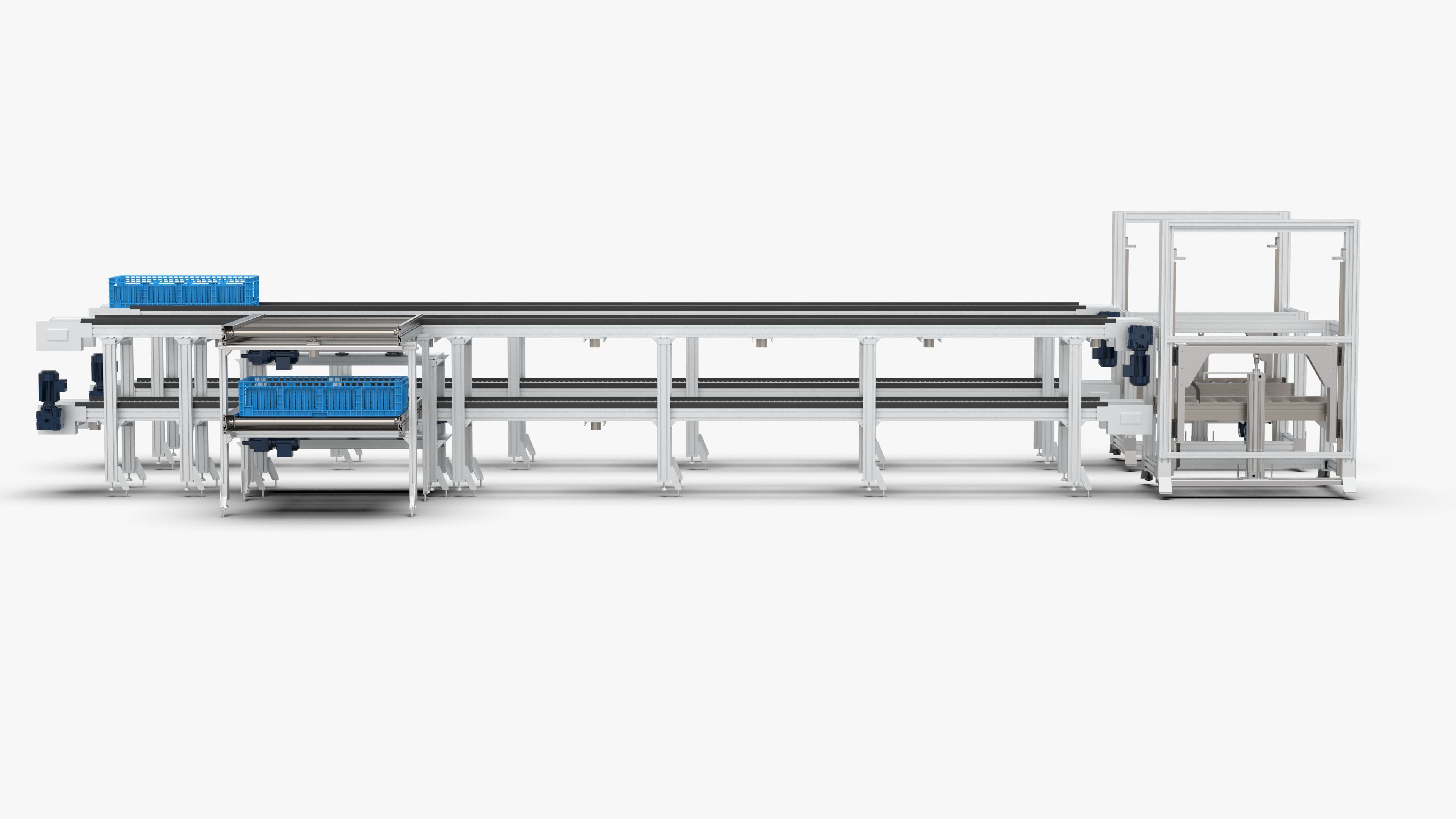 Double Layer Return and Double Speed Chain Assembly Line 3D model ...
