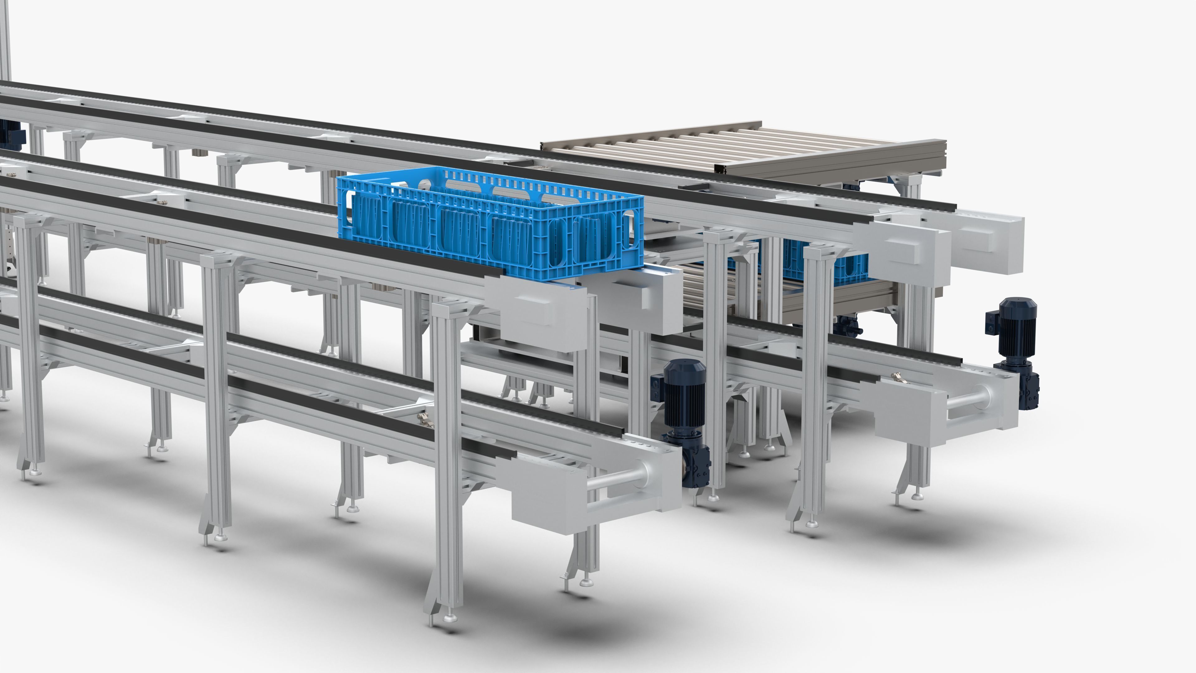 Double Layer Return and Double Speed Chain Assembly Line 3D model ...