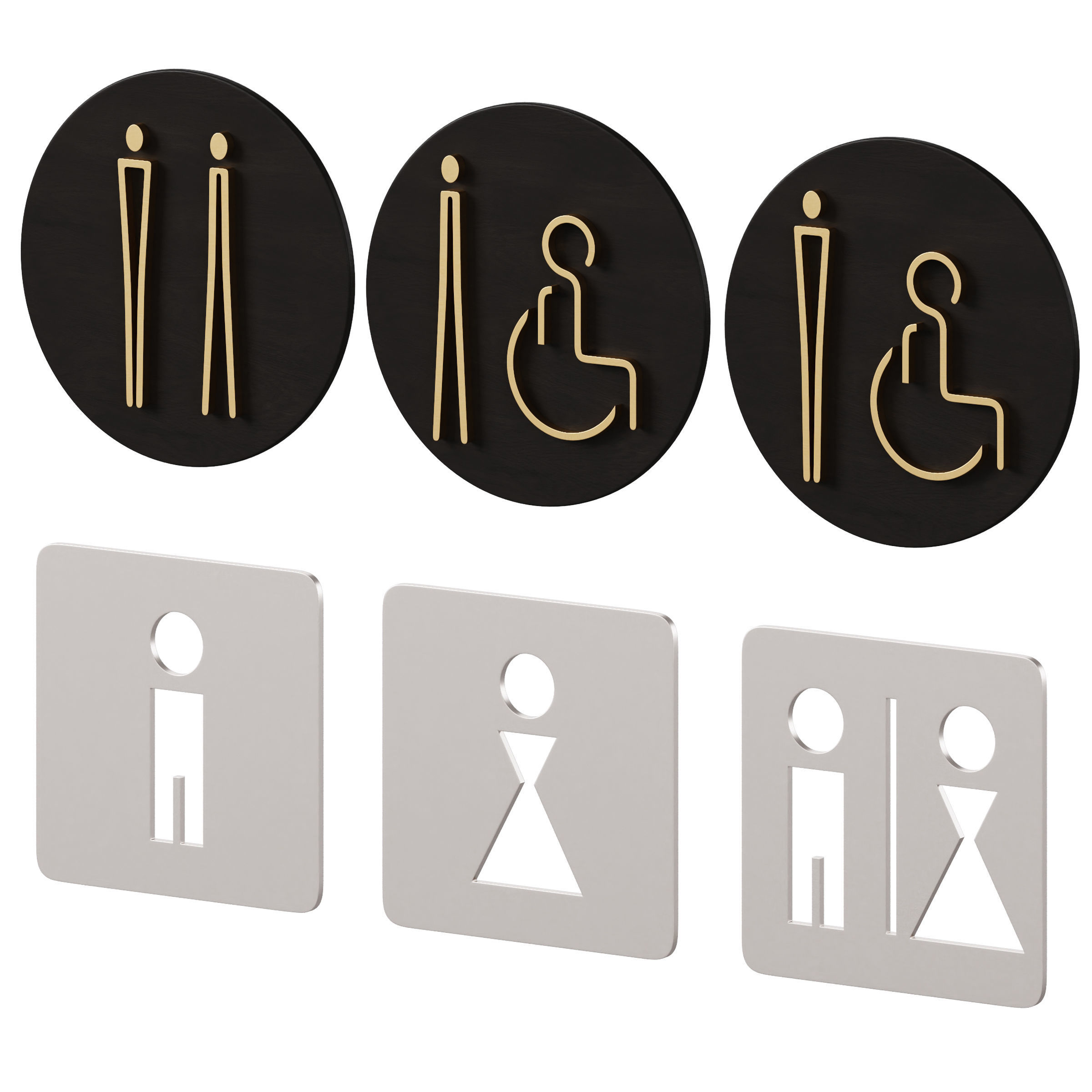 Restroom Directional Door Signs 3 3D model | CGTrader