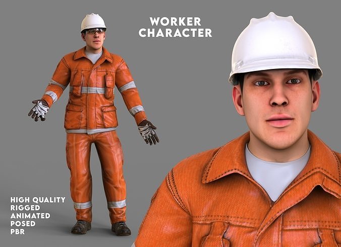 3D model Worker Man rigged Animated VR / AR / low-poly | CGTrader