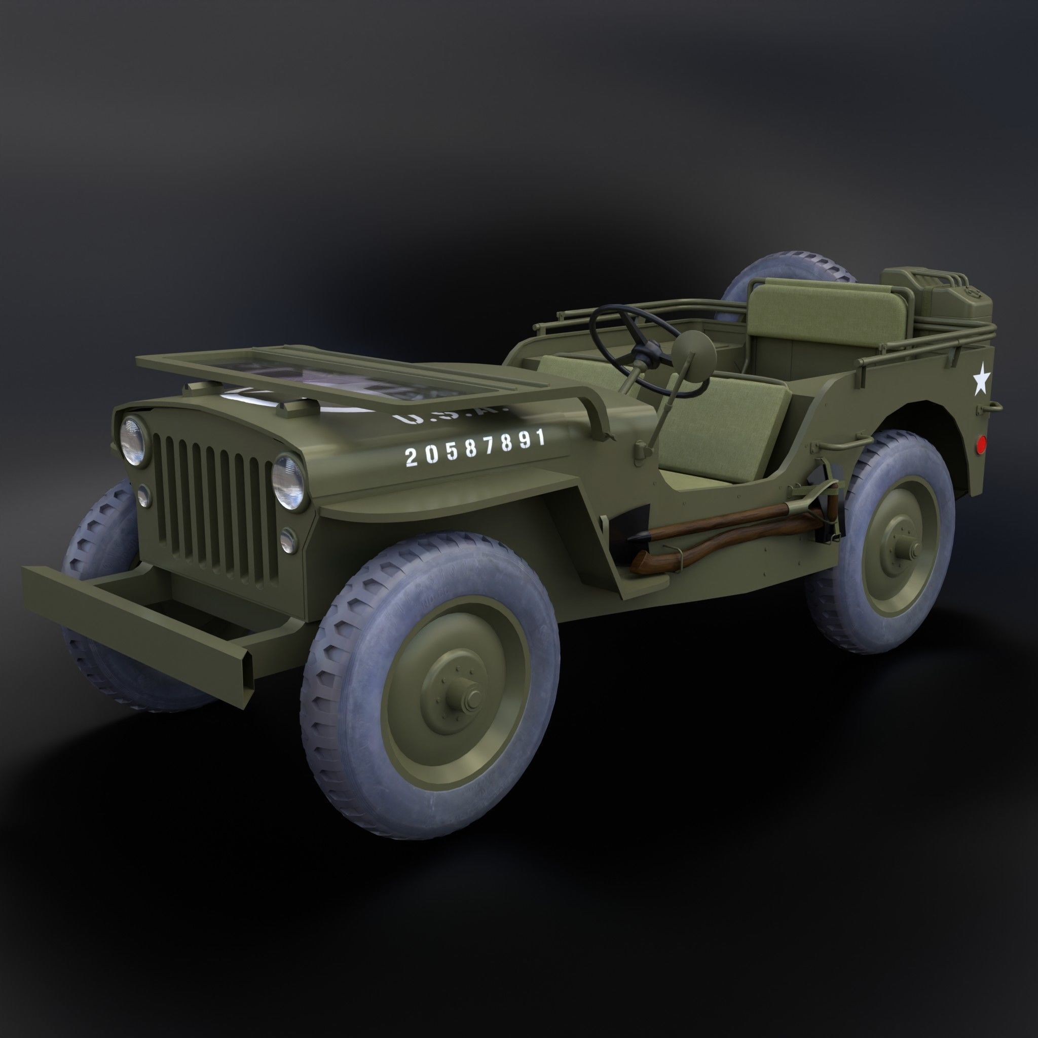3D model US WWII 1944 Ford GPW Jeep Rigged VR / AR / low-poly | CGTrader