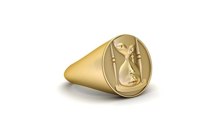 Gold Face Clock Ring 3D model 3D printable | CGTrader