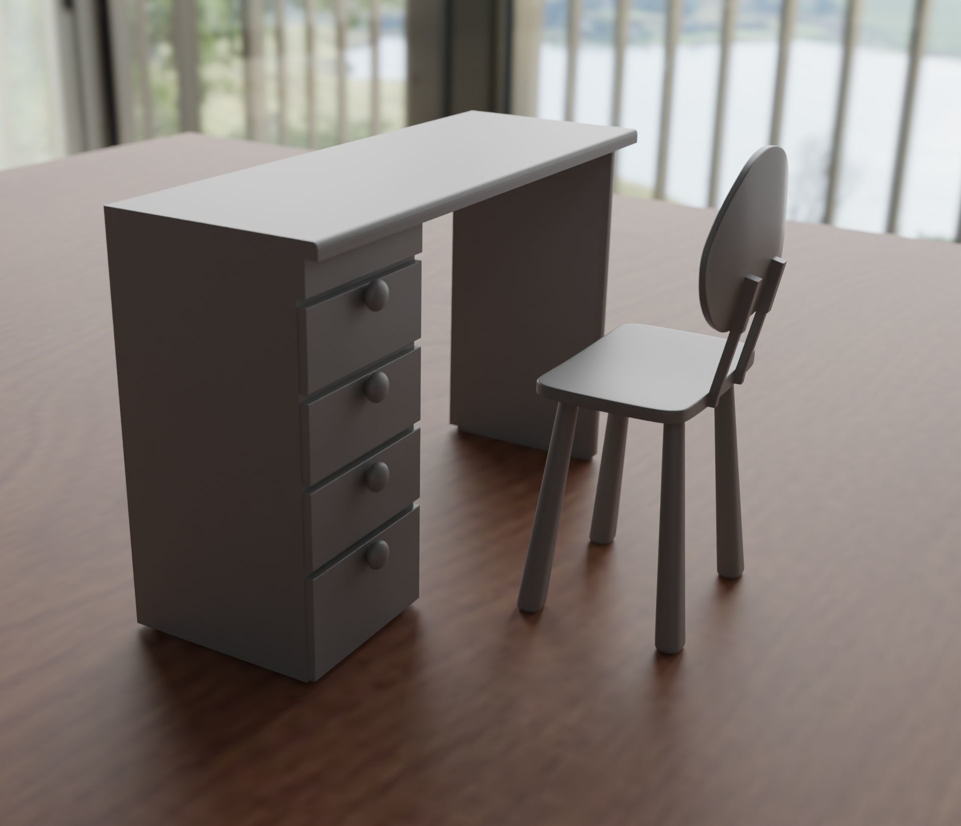 WOOD DESK 3D model 3D printable | CGTrader