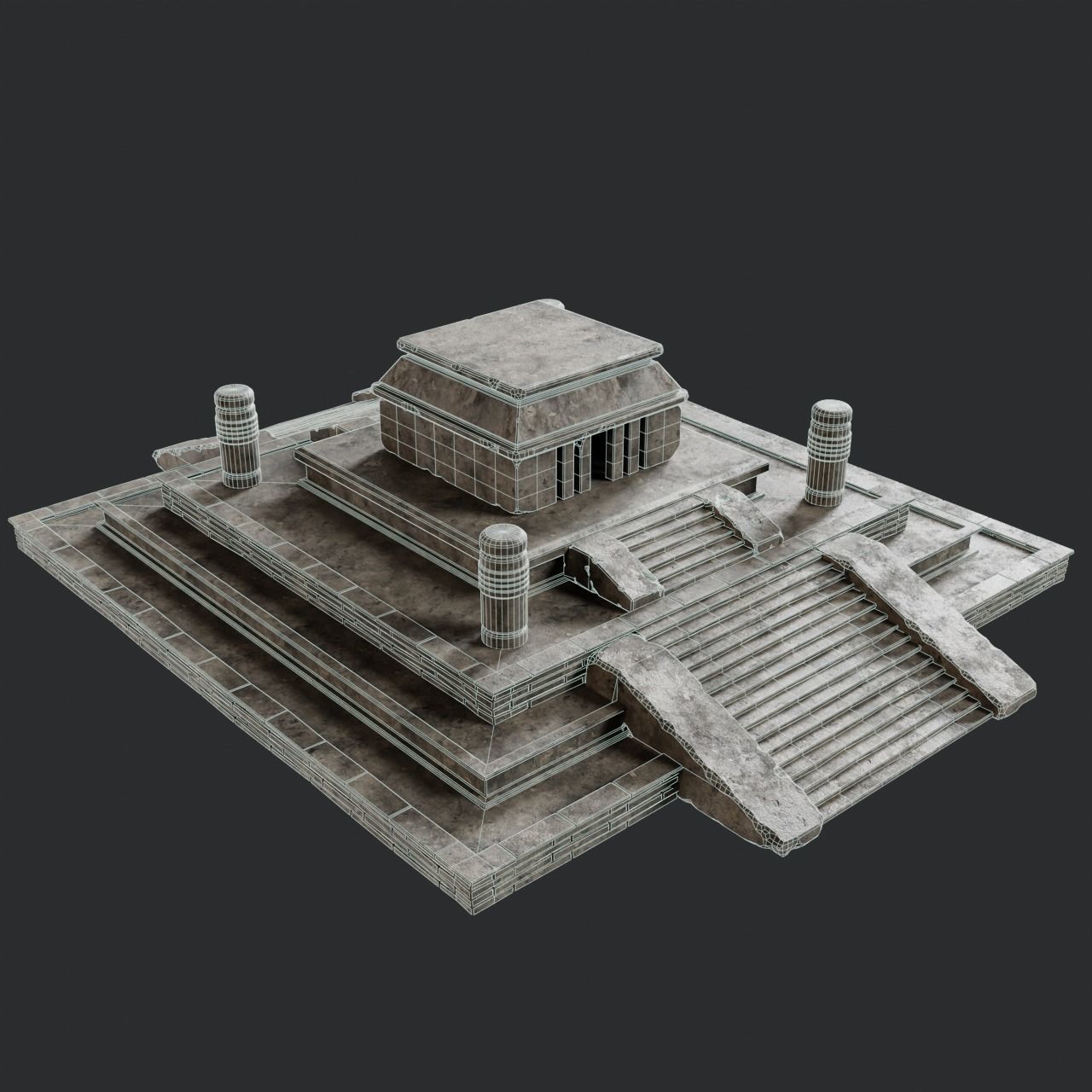3D model PYRAMID TEMPLE AZTEC MAYAN INCA PLATFORM STAIRS COLLECTION VR ...