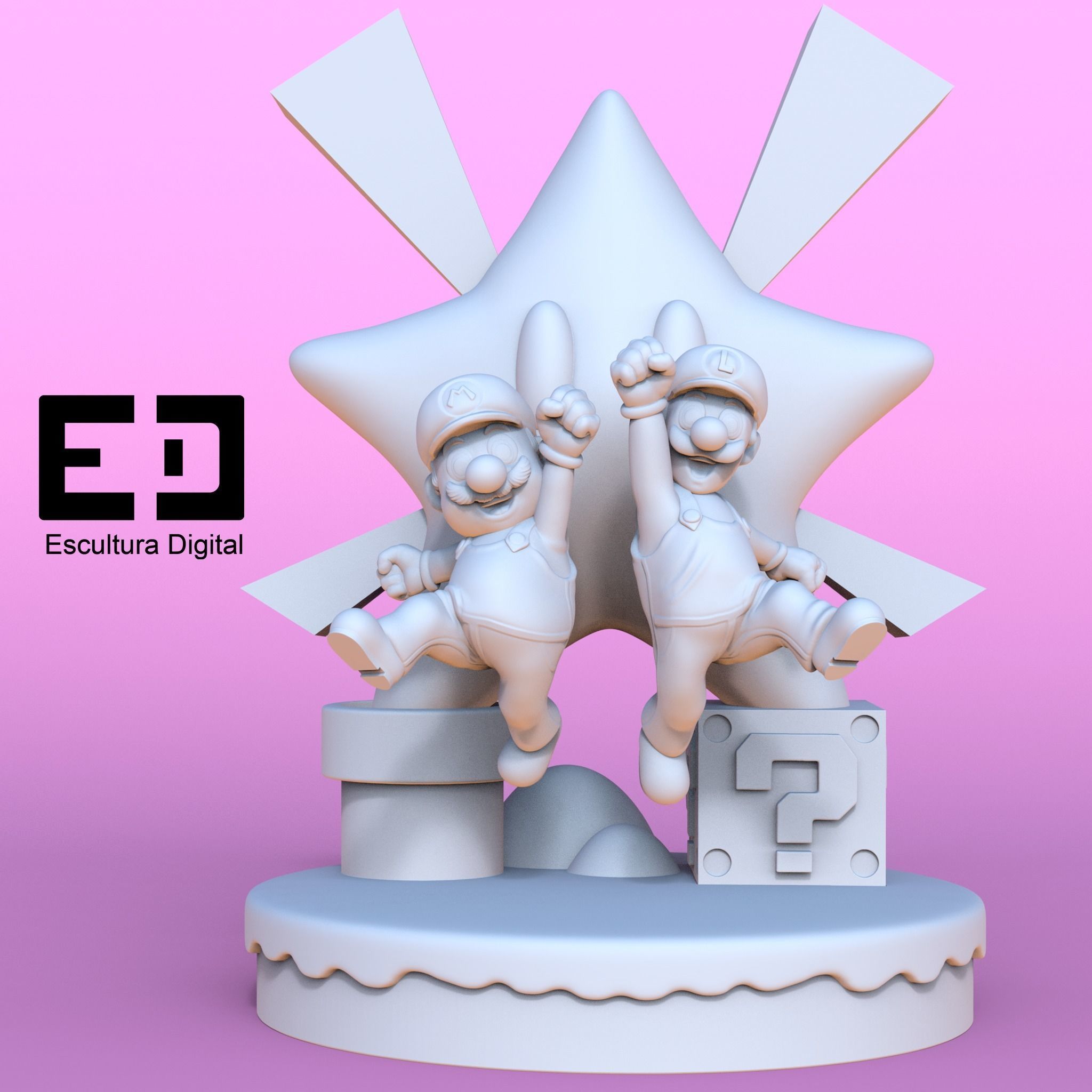 Mario and Luigi - Super Mario bros 3D model 3D printable | CGTrader