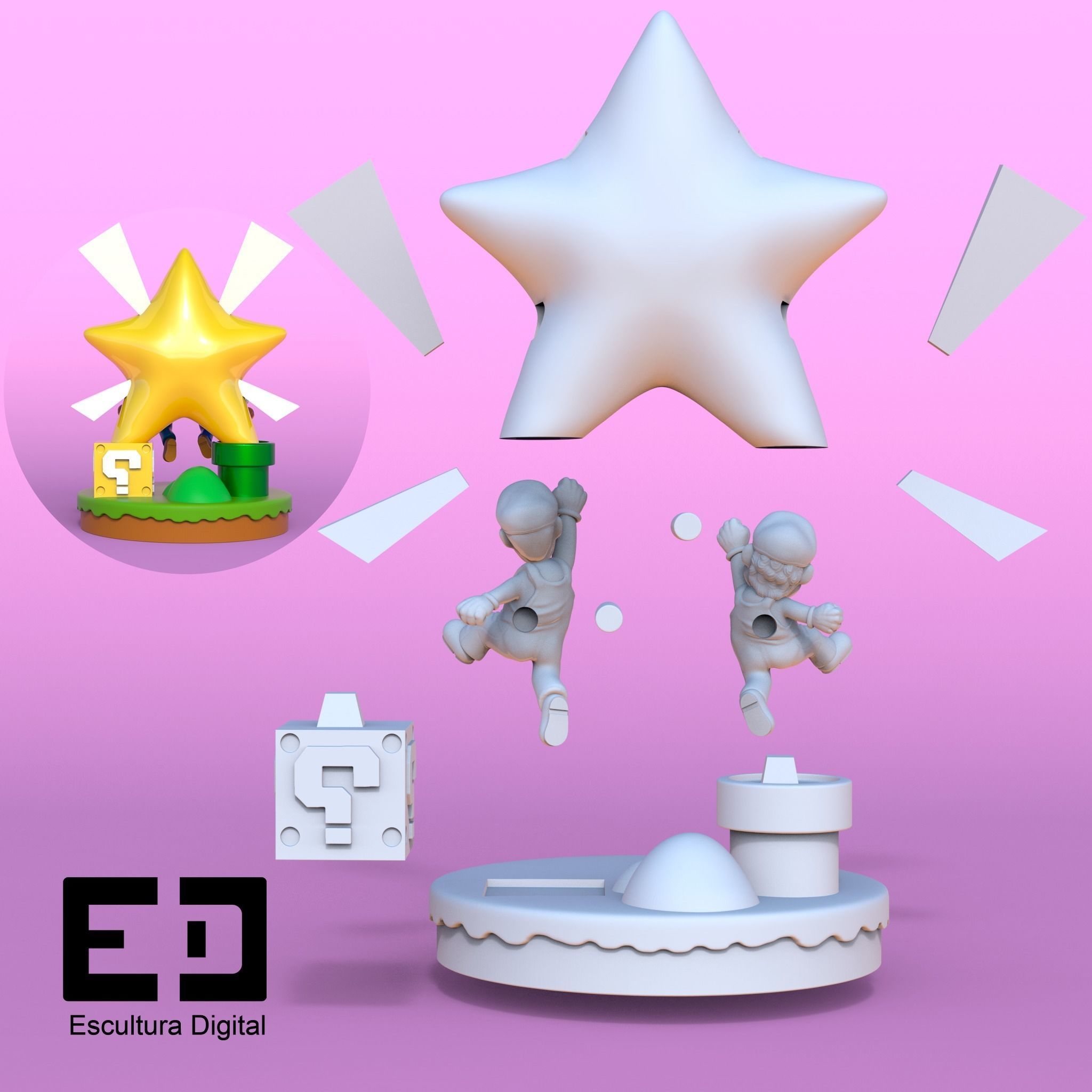 Mario and Luigi - Super Mario bros 3D model 3D printable | CGTrader