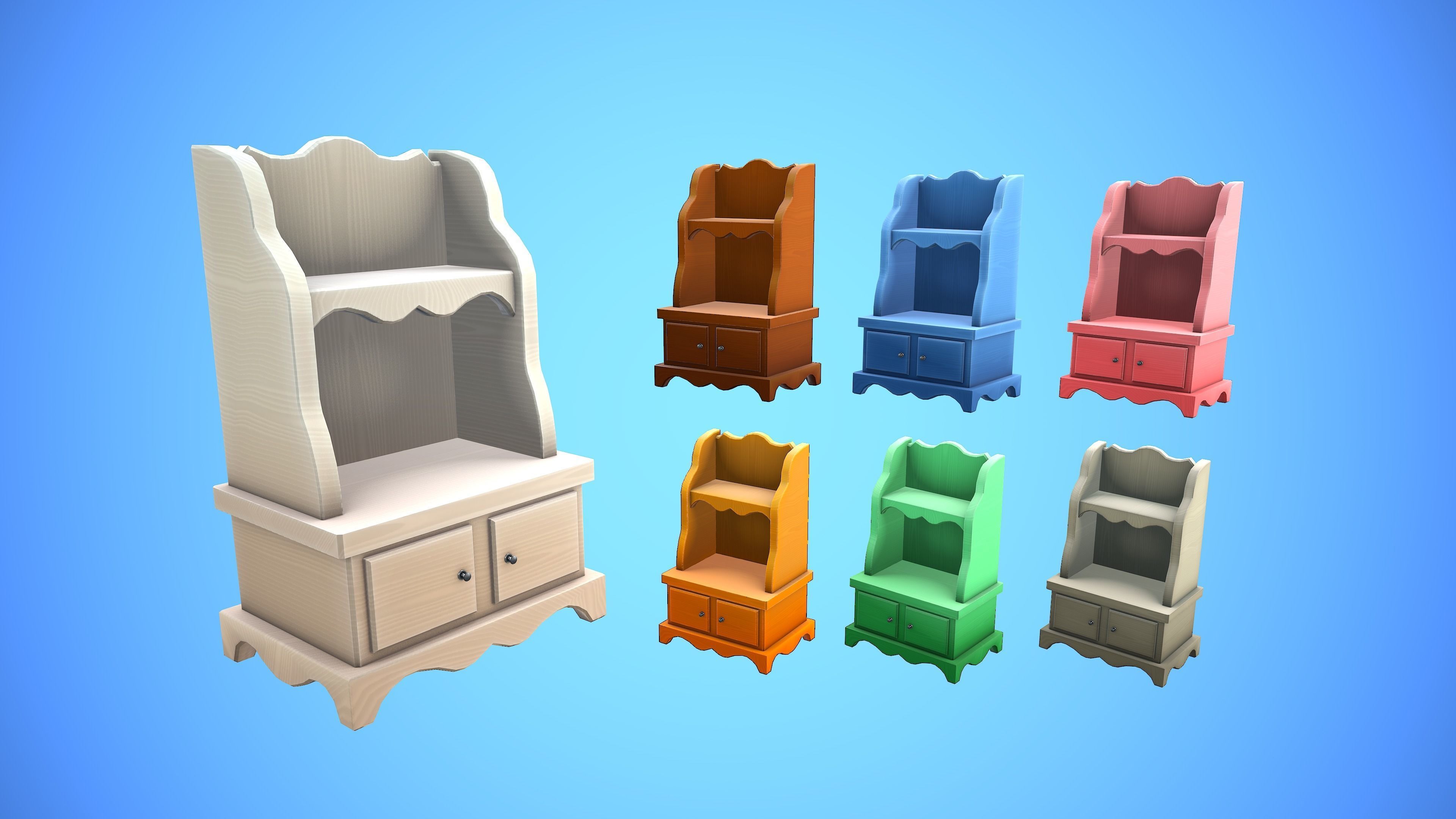 3D model RUSTIC CUPBOARD FURNITURE CARTOON STYLIZED VR / AR / low-poly ...