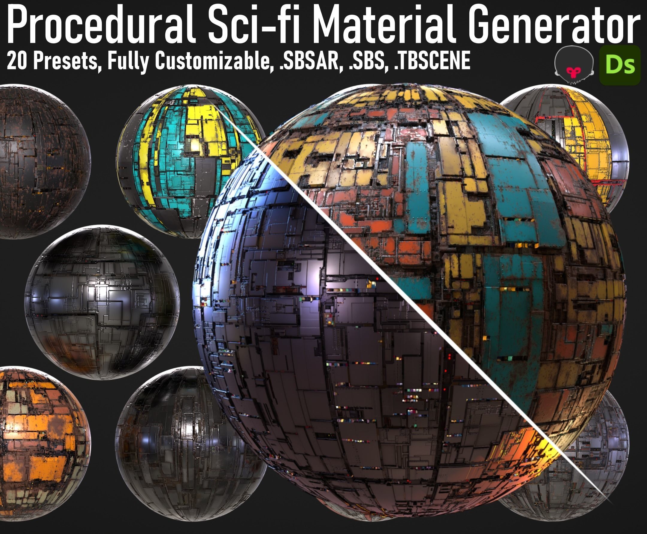 Procedural Sci-fi Material Generator Texture | CGTrader
