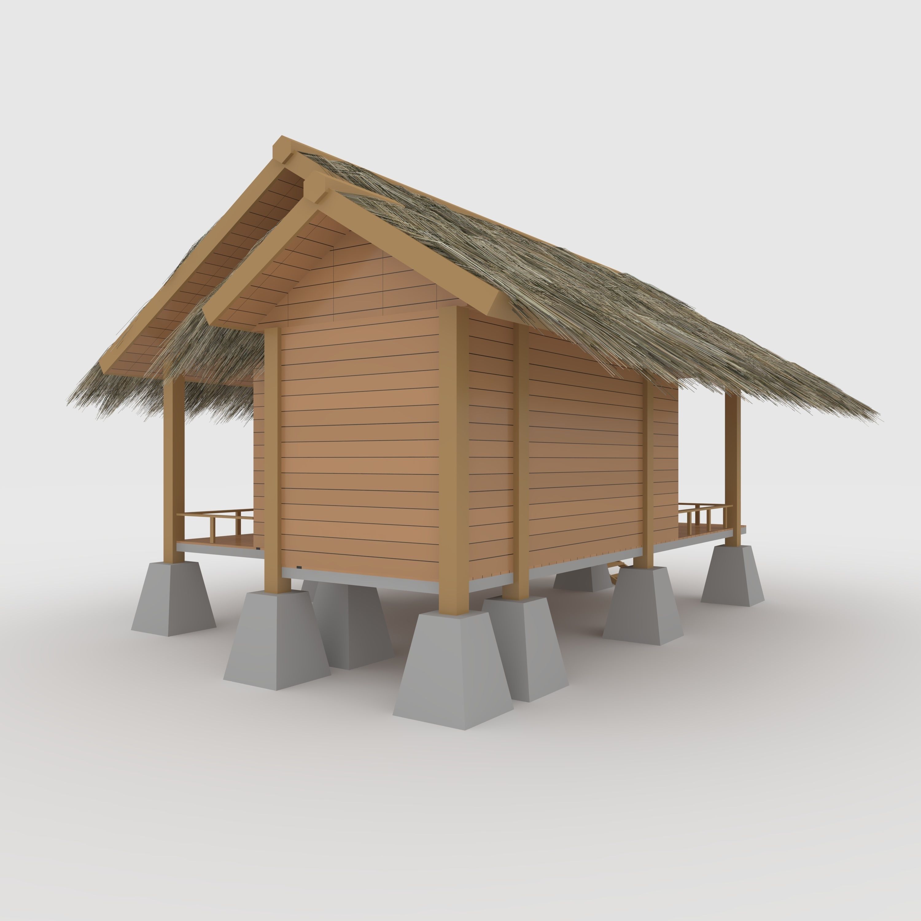 3D model Cabin 1 Thatch Roof VR / AR / low-poly | CGTrader