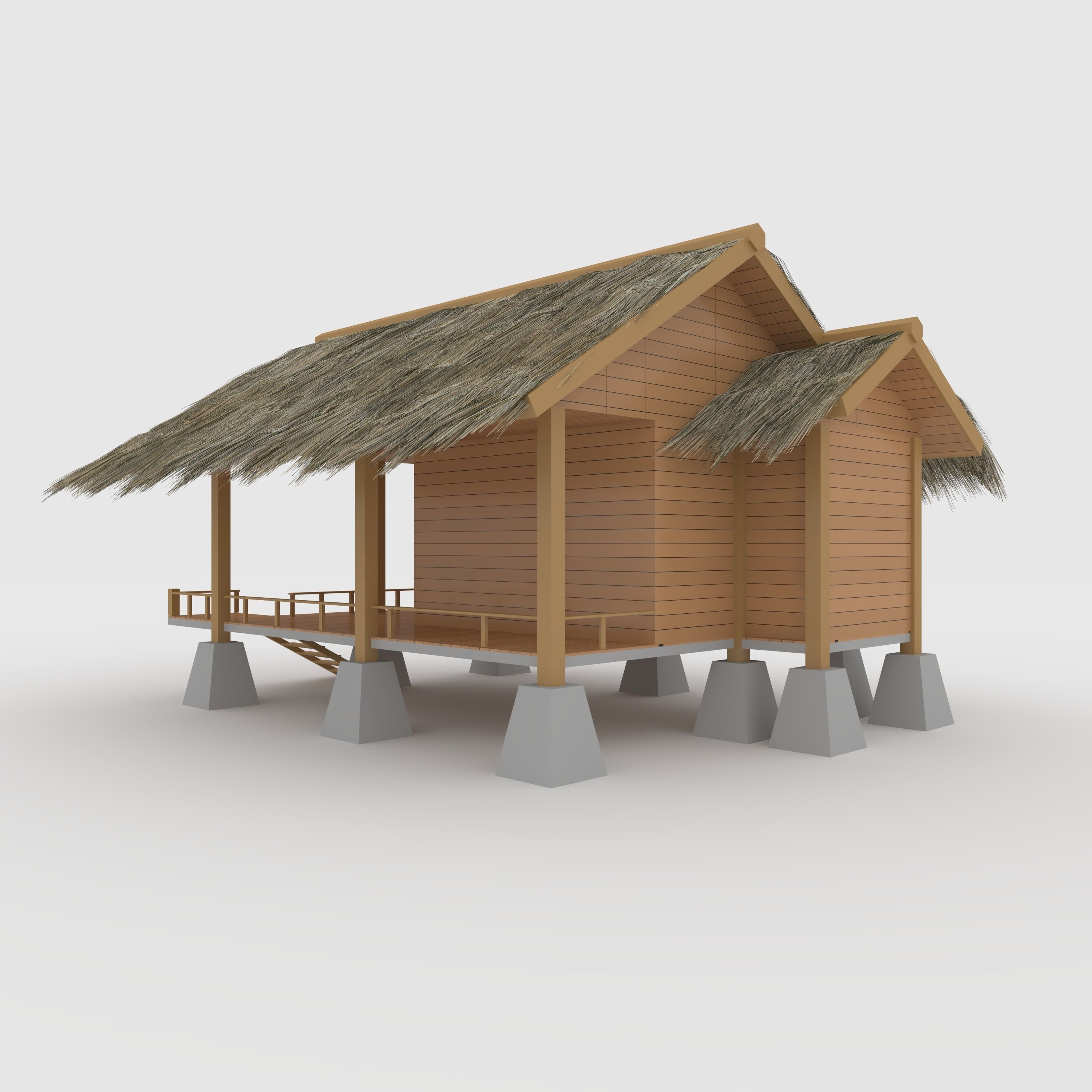3D model Cabin 1 Thatch Roof VR / AR / low-poly | CGTrader