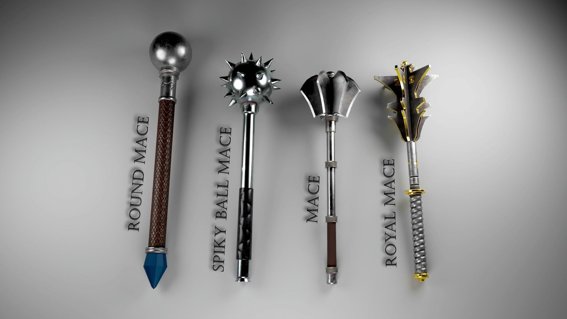 3D model Unique medieval maces pack VR / AR / low-poly | CGTrader