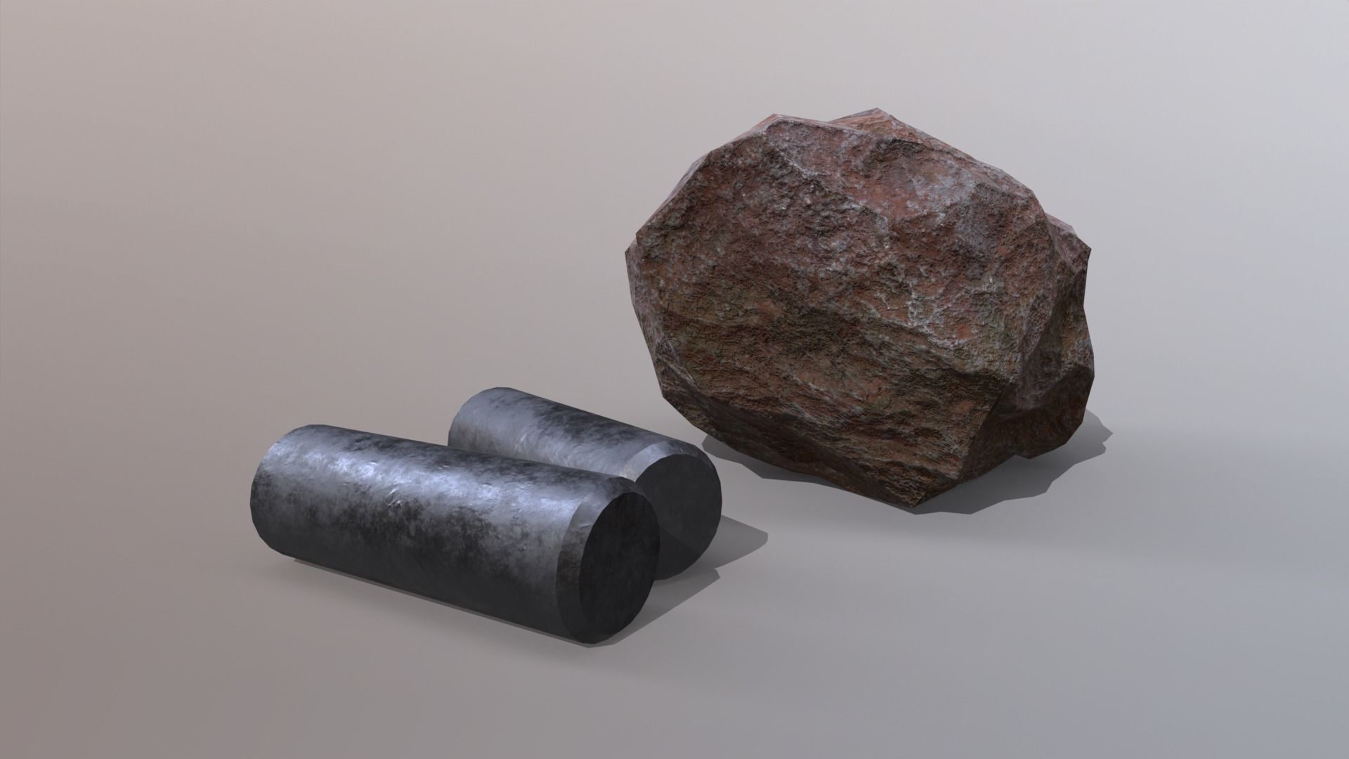 3D model Iron ore and refined iron resource deposit VR / AR / low-poly ...