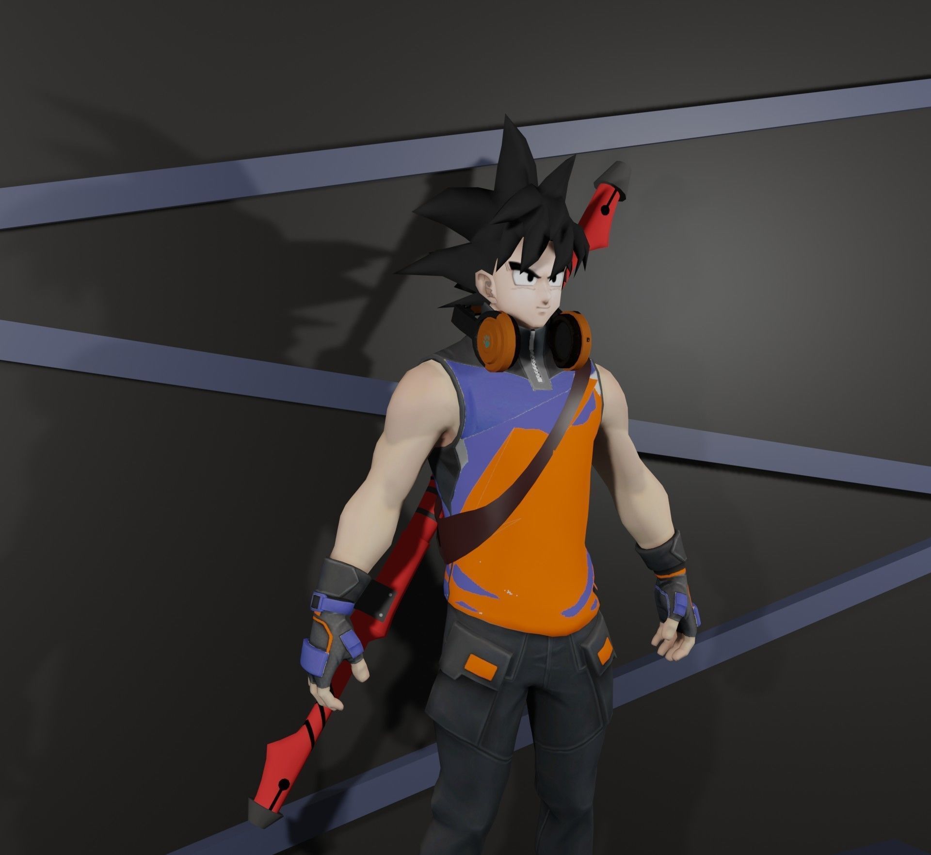 Goku skin 3D model animated rigged | CGTrader