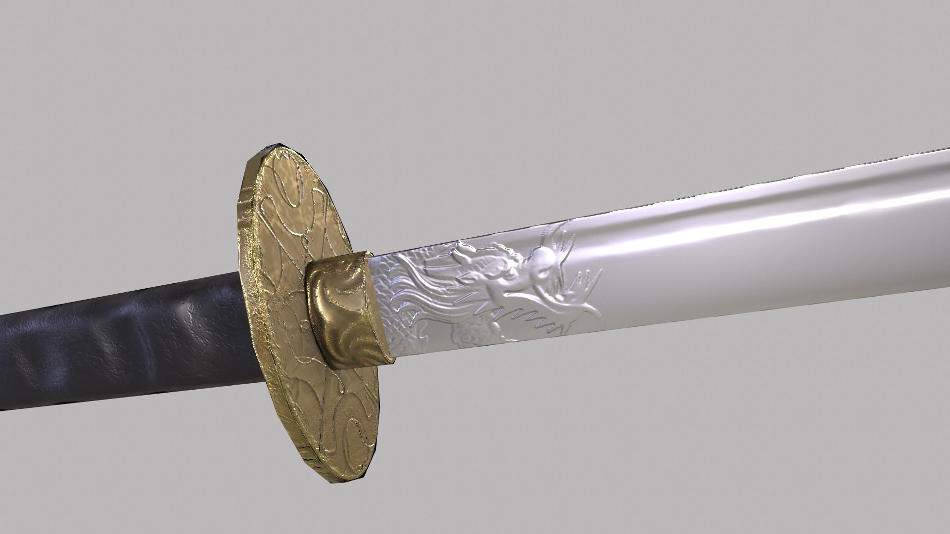 3D model Engraved katana VR / AR / low-poly | CGTrader