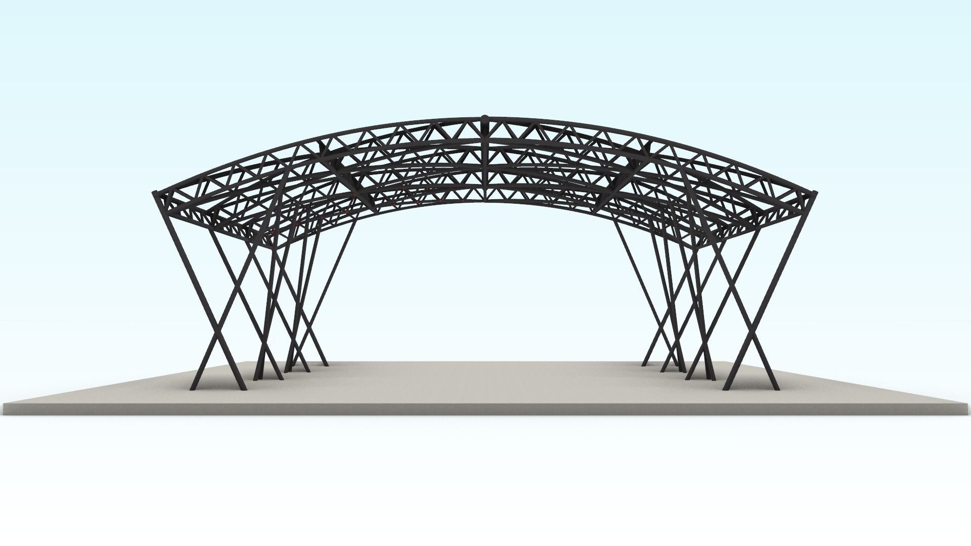 Truss beam - Cylindrical roof model 3D model | CGTrader