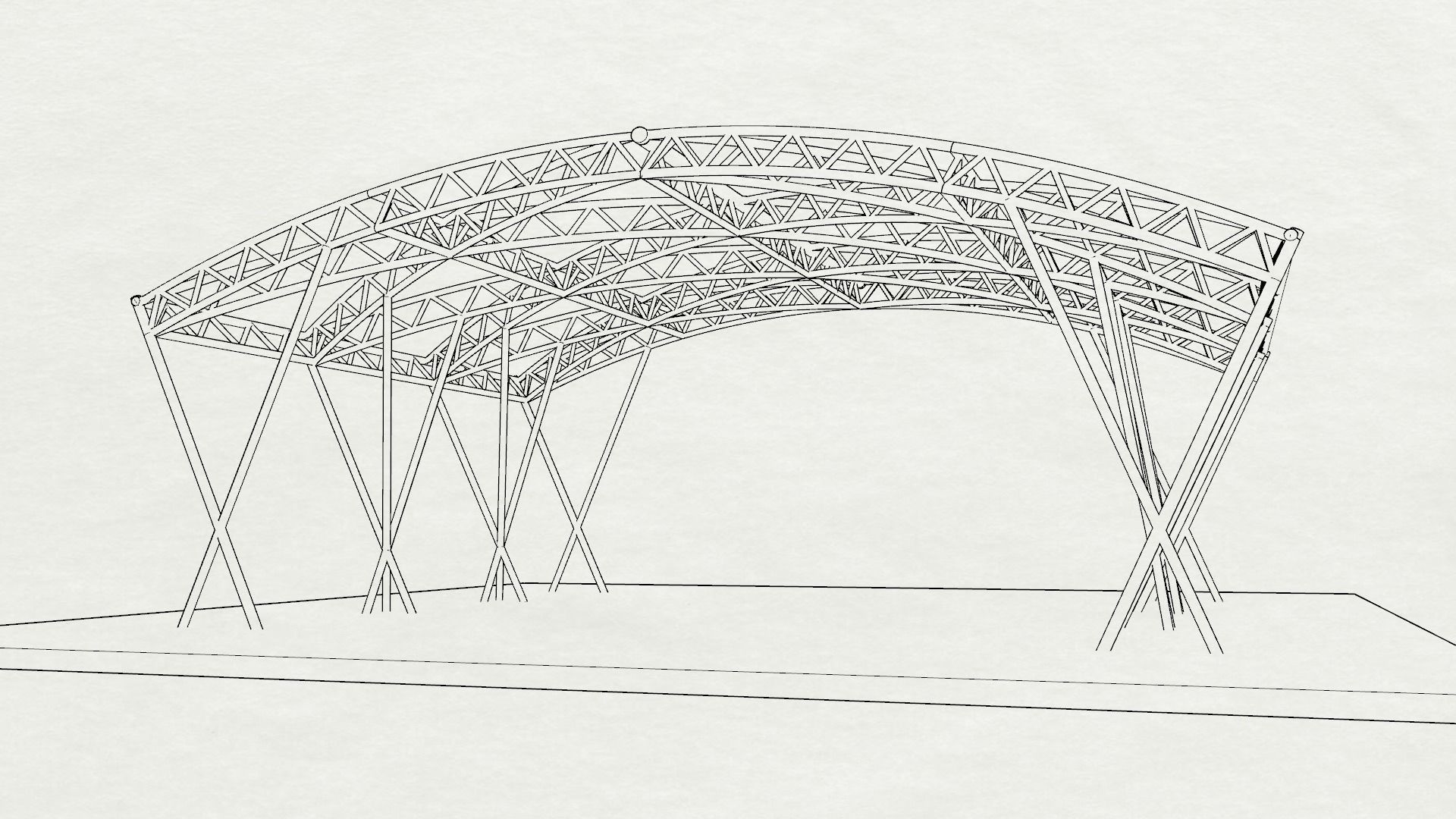 Truss beam - Cylindrical roof model 3D model | CGTrader