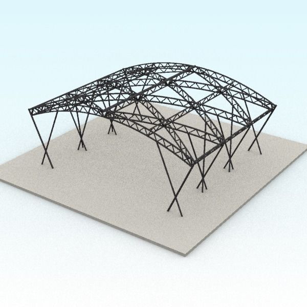 Truss beam - Cylindrical roof model 3D model | CGTrader