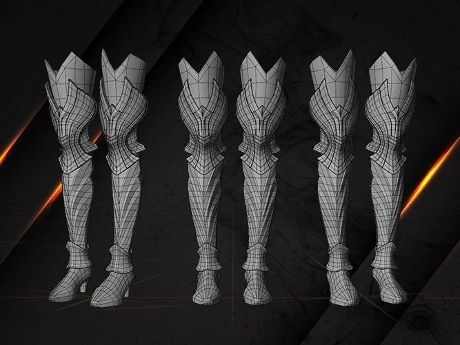 3D model Royal Warrior leg armor female lowpoly game asset VR / AR ...