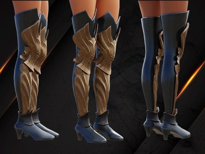 3D model Royal Warrior leg armor female lowpoly game asset VR / AR ...