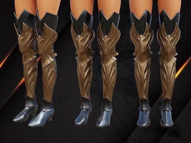 3D model Royal Warrior leg armor female lowpoly game asset VR / AR ...