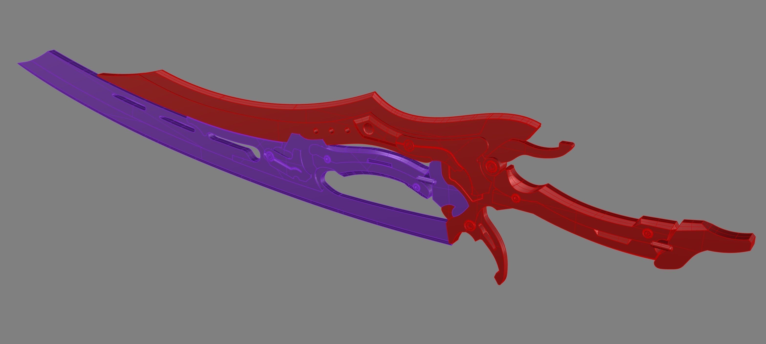 steampunk double folding sword 3D print model 3D model 3D printable ...