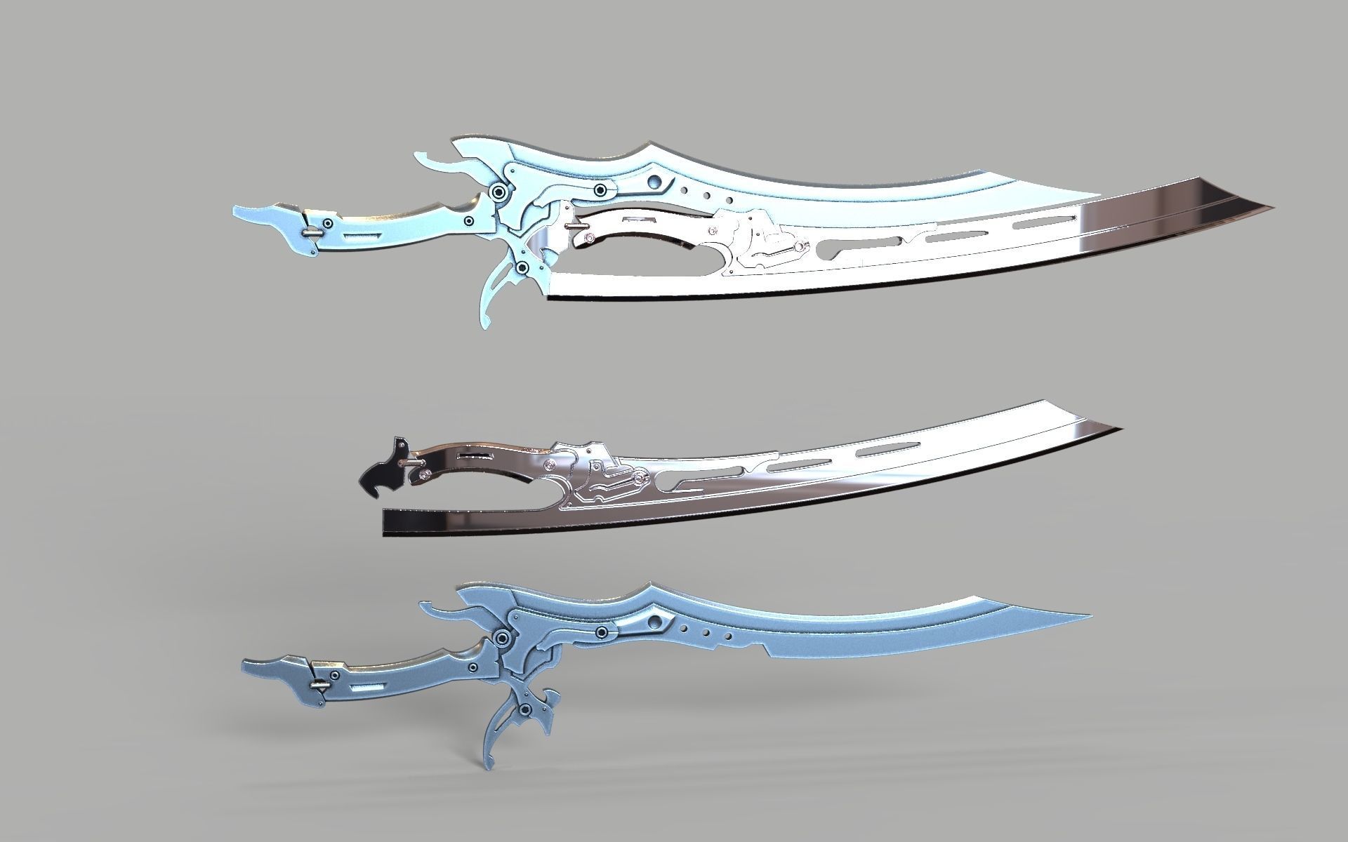 steampunk double folding sword 3D print model 3D model 3D printable ...
